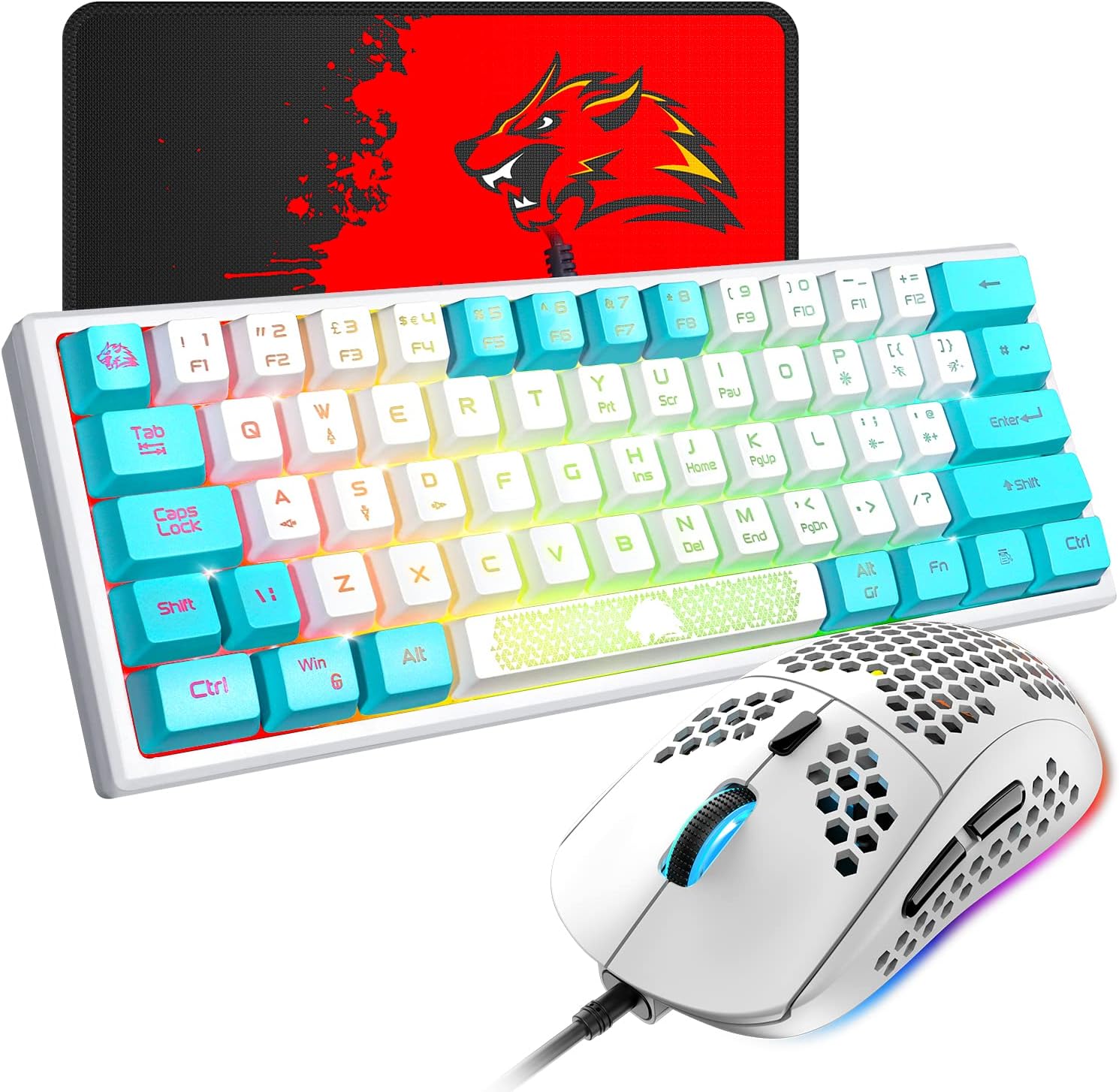 Amazon.com: 60% Gaming Keyboard and Mouse Combo Samll Mini RGB ...