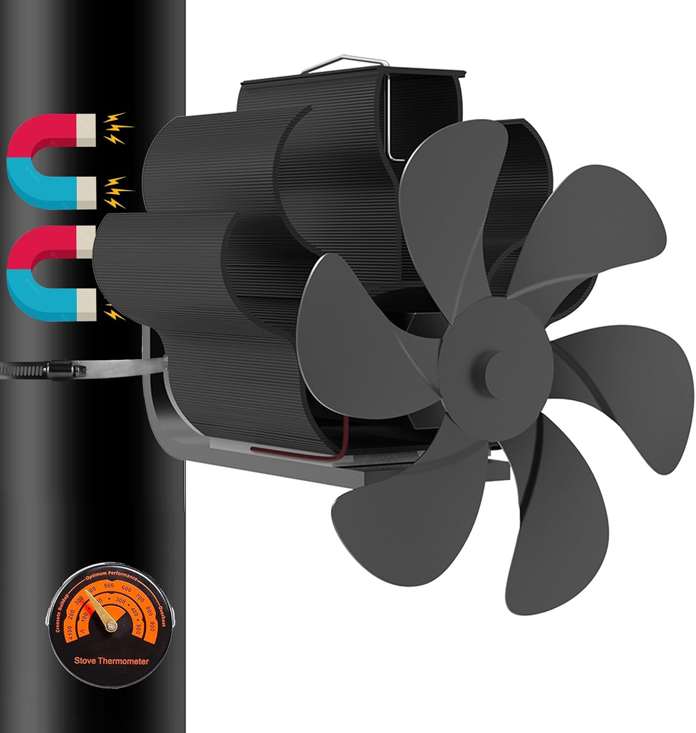 YSKMLOLP Magnetic Fireplace Fan, Magnetic Stove Fan without Electricity ...