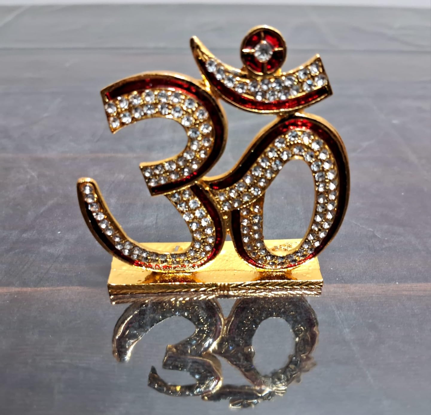 Buy BLESS KRAFT Metal Hindu Religious Symbol OM Idol Statue Red and ...