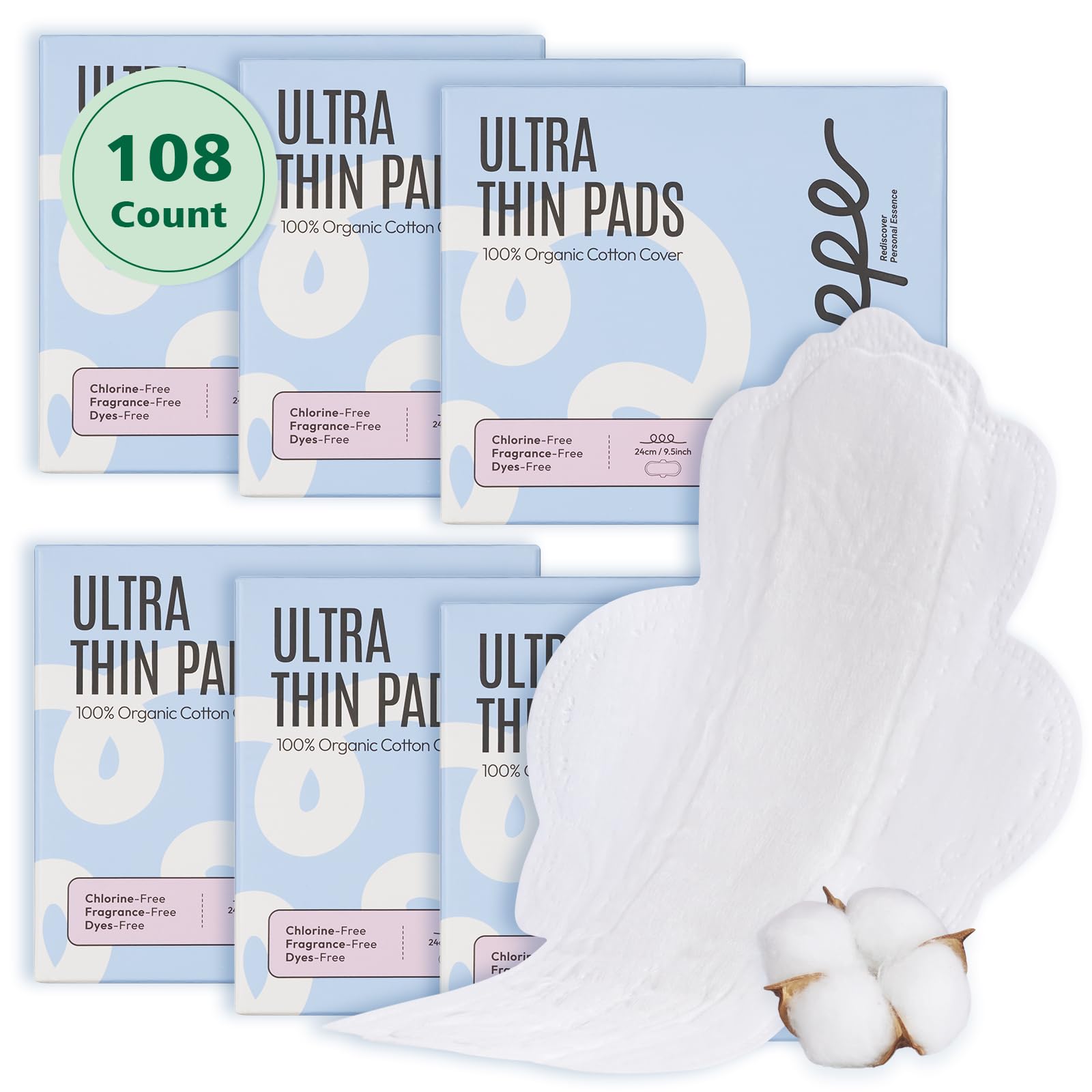Amazon.com: 100% Organic Pads for Women, Ultra Thin Feminine Pads with Wings, Unscented Period ...