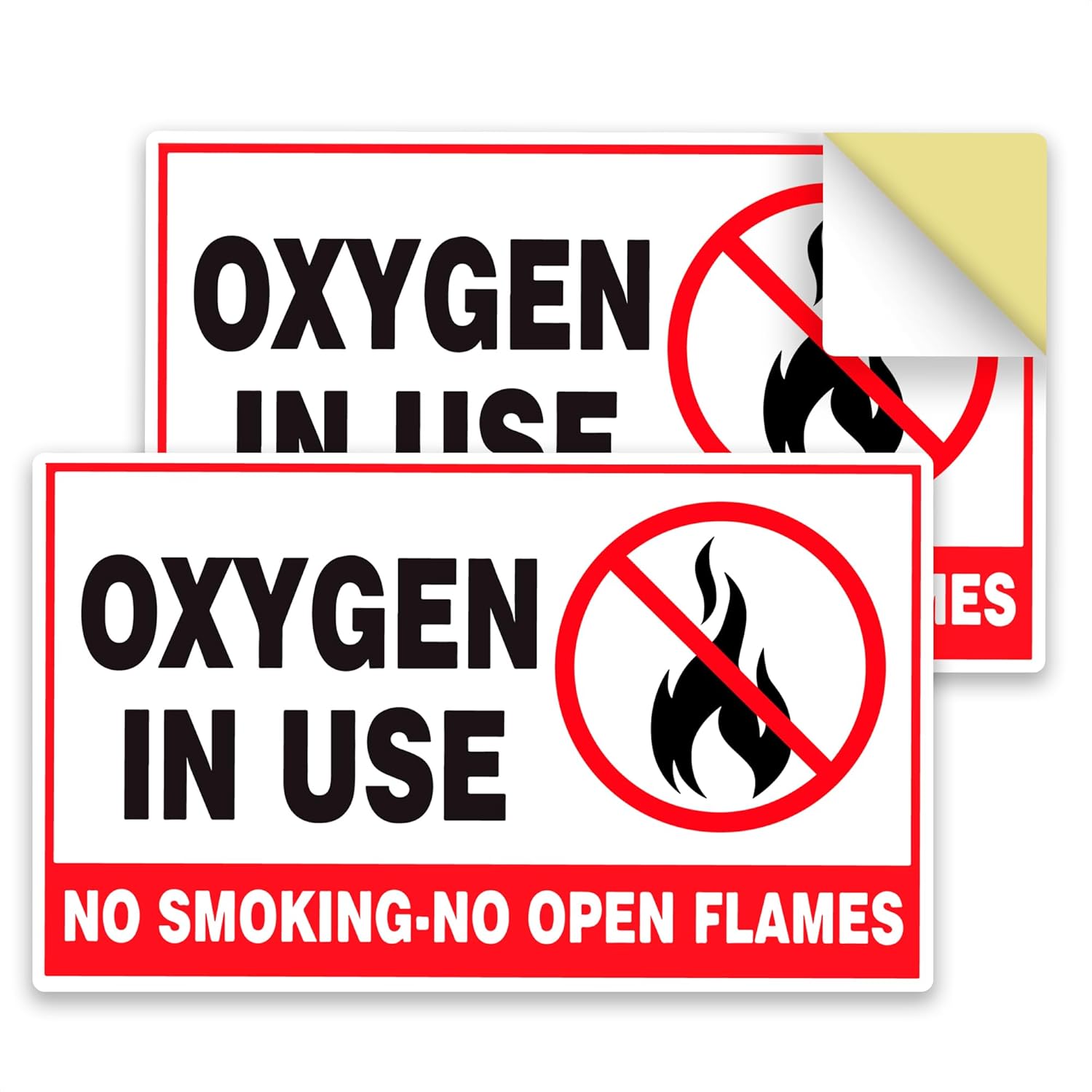 Amazon.com: 2Pcs Oxygen in Use Sign Self Adhesive Vinyl - No Smoking ...