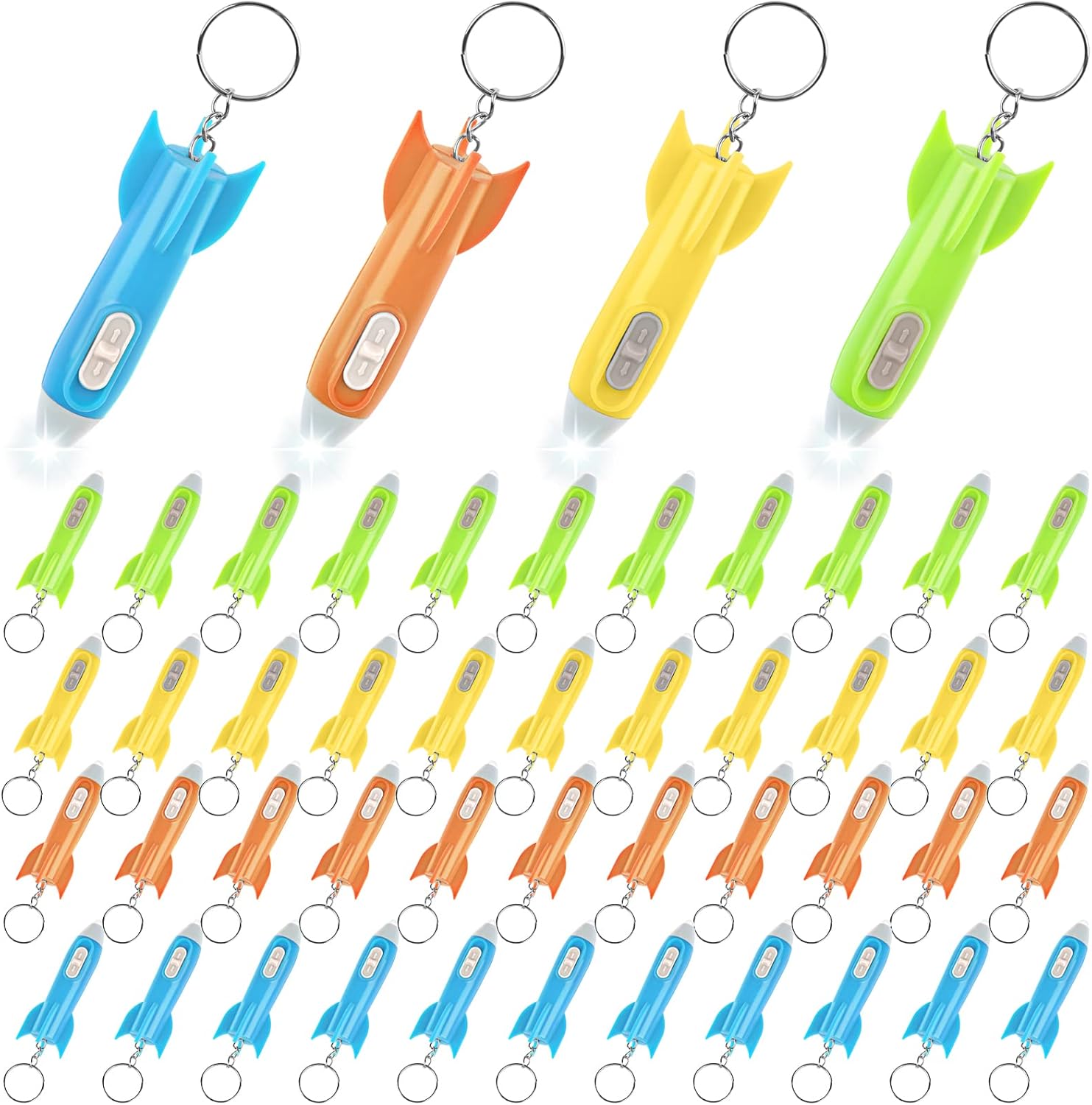 Amazon.com: 48 PCS Helicopter Mini Flashlight Keychain, Rocket LED ...