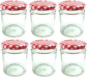 Nutley's 190ml Round Glass Jar with Screw-Top Lid - Red Gingham (Pack of 6) : Amazon.co.uk: Home ...