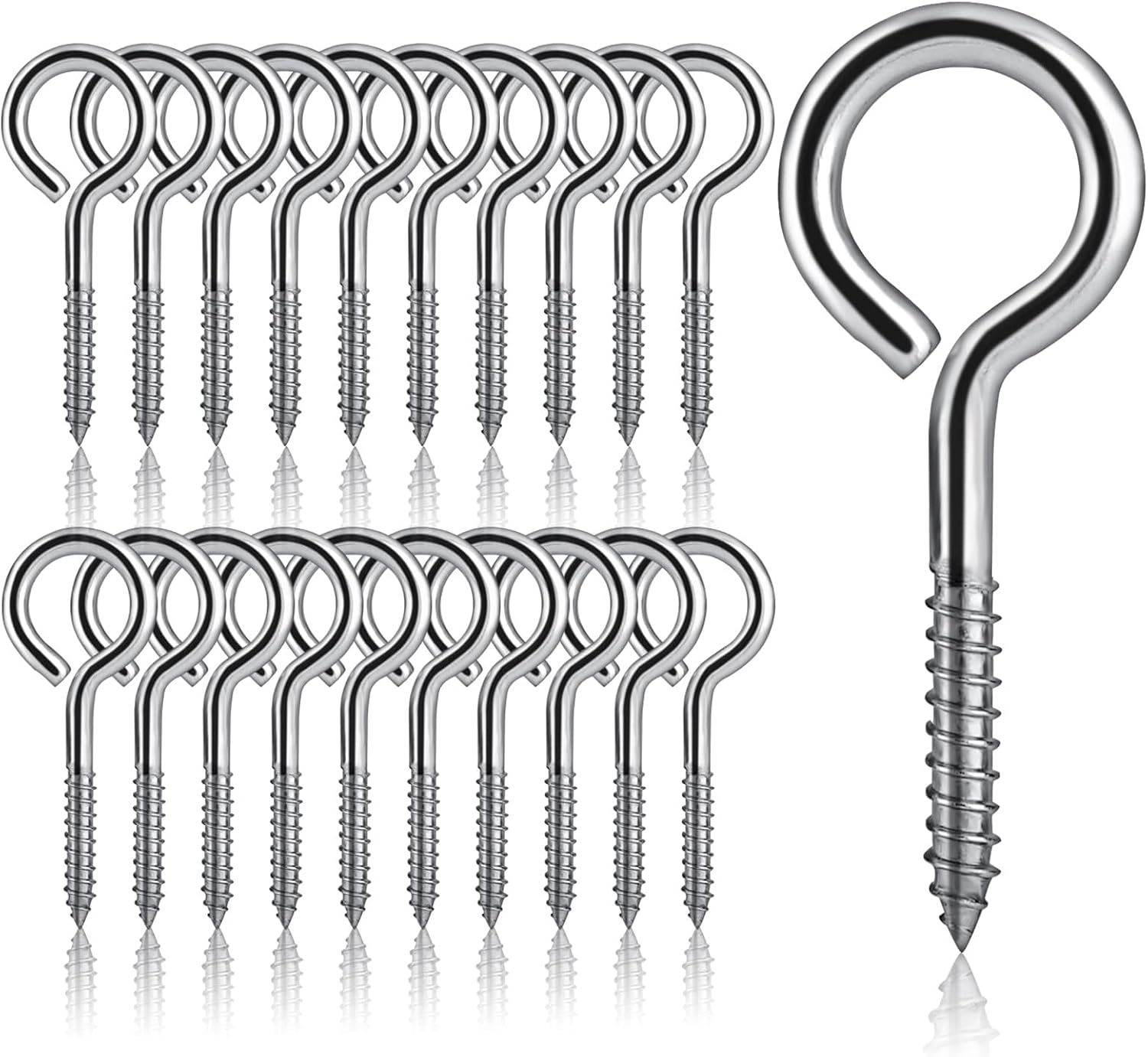 BRTNUP 20Pcs Stainless Steel Screw Hooks Screw in Vine Eye Screws Metal ...