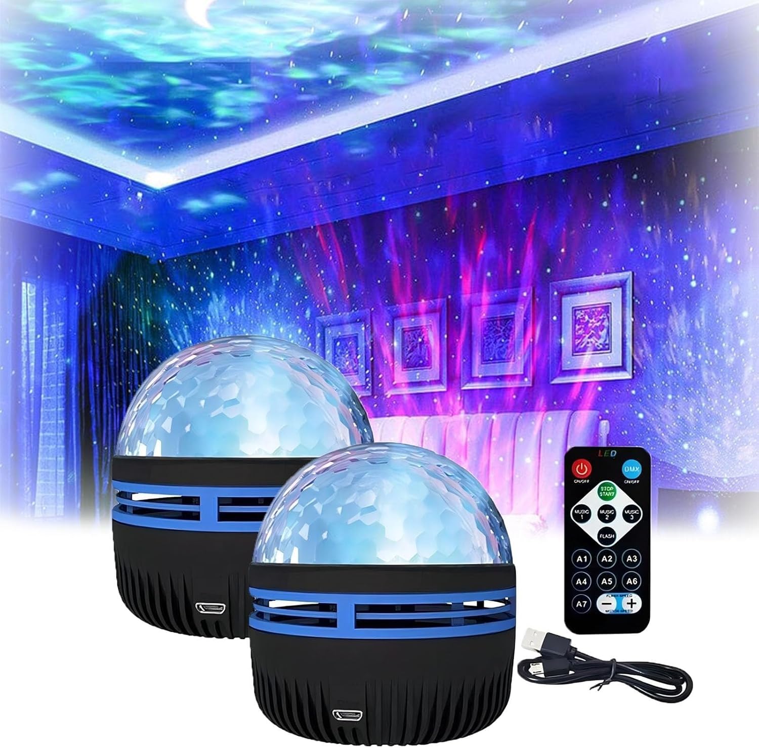 Amazon.com: HJKhome 2 in 1 Northern Lights and Ocean Wave Projector ...