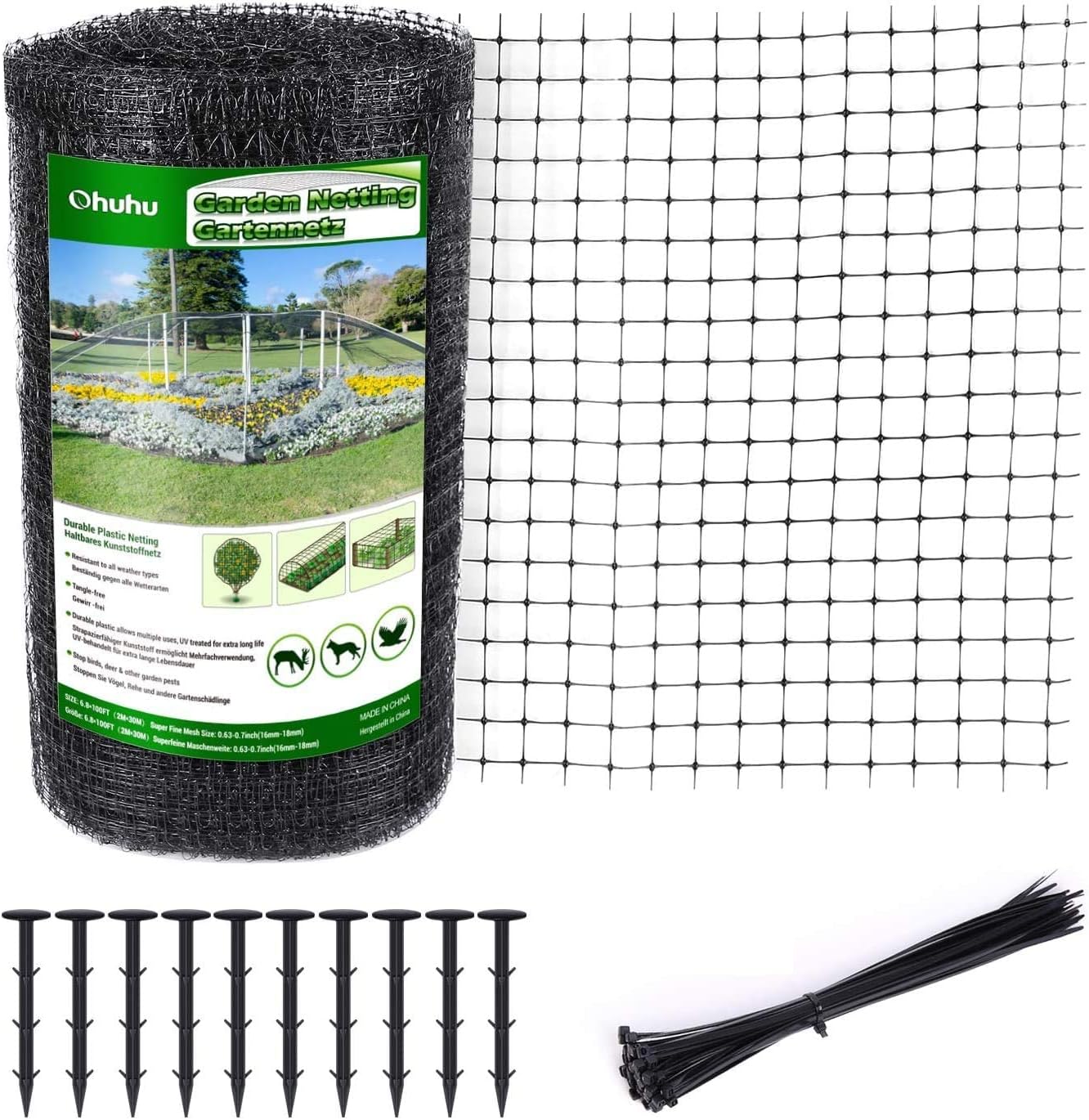 Amazon.com : 6.6x98 FT Premium Bird Netting, Ohuhu Garden Netting with ...
