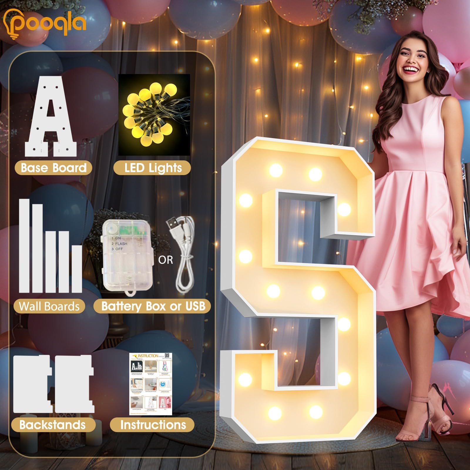 Snapklik.com : 4 FT Marquee Light Up Letters, Big Mosaic Letters 4 Feet ...