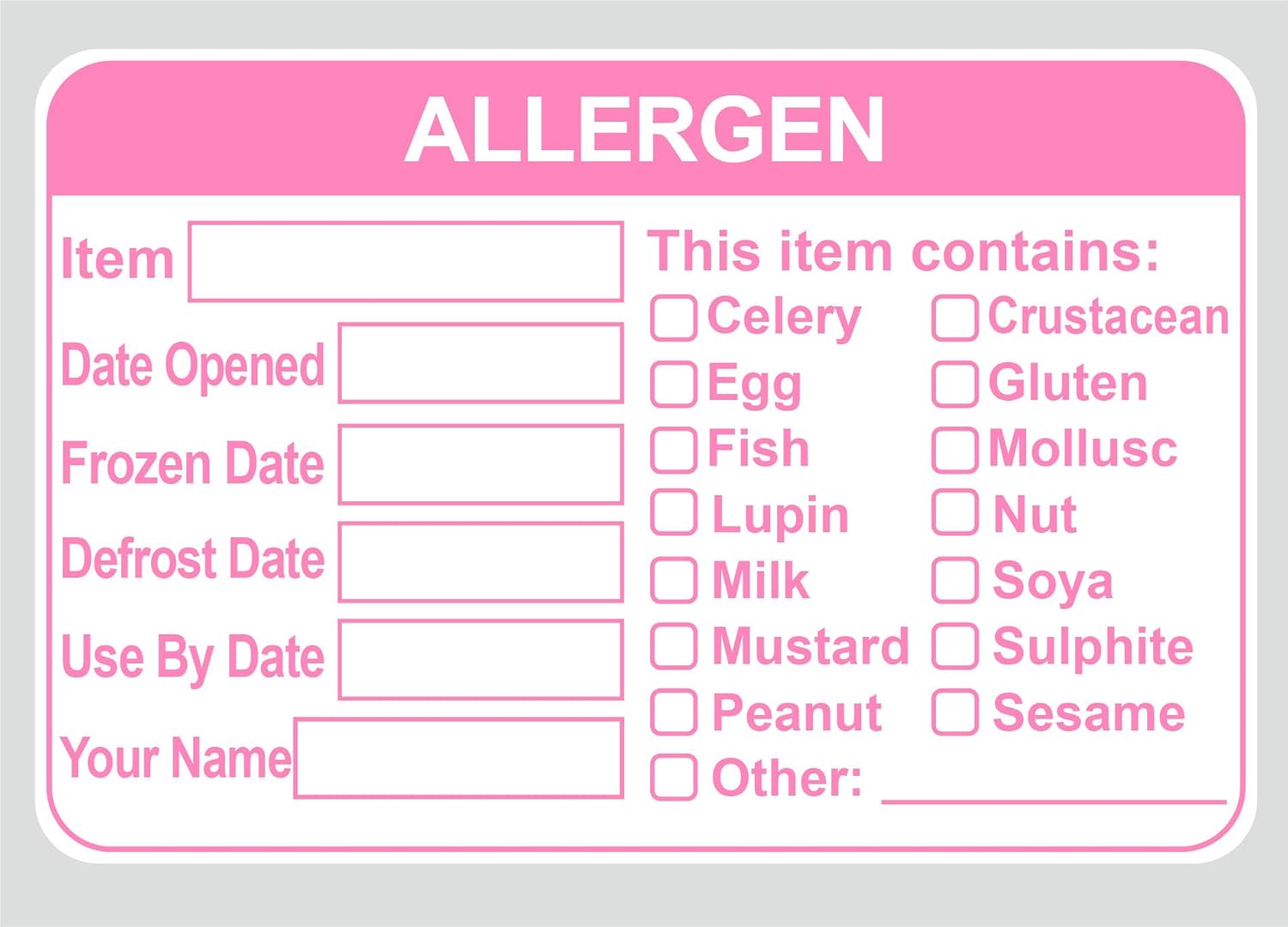 Food Allergen Warning Labels,2x3 inch 200pcs Pink Allergen Food Storage ...