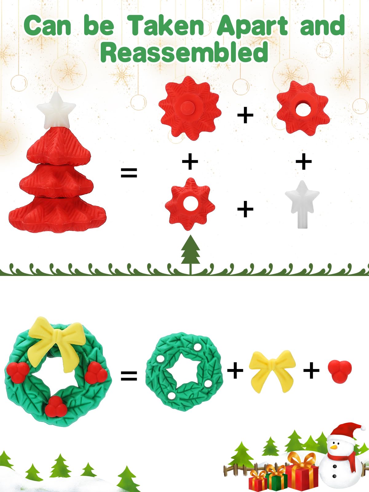 Snapklik.com : 32 Sets Christmas Erasers- 3D Christmas Puzzle Erasers ...