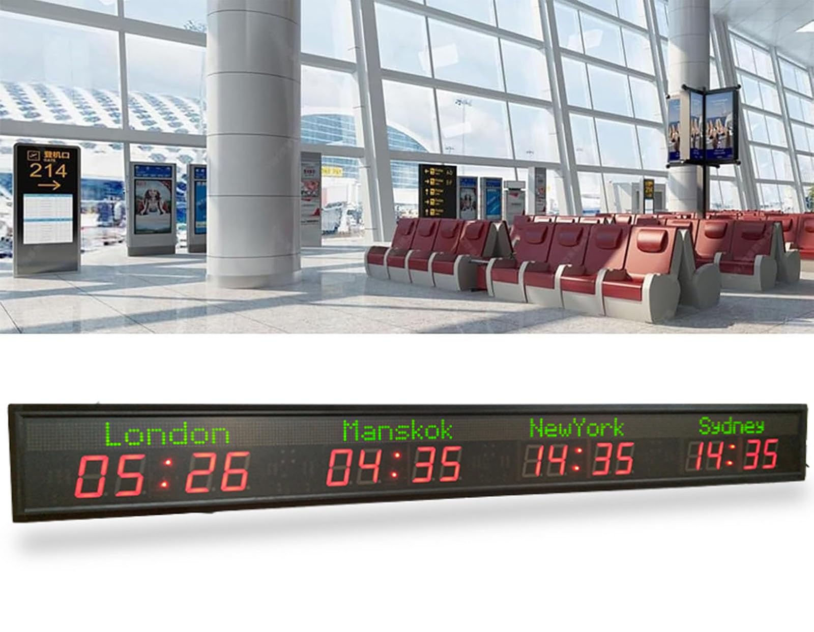 Amazon.com: ZXSYYDS World Clock,Time Zone Red LED Digital World Time ...