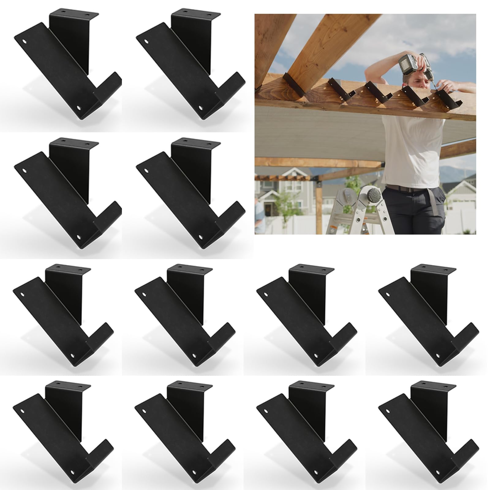 ORIGLE 12 Pcs Joist Hanger for 2x4 and 2x6, 45° Degree Louver Brackets ...