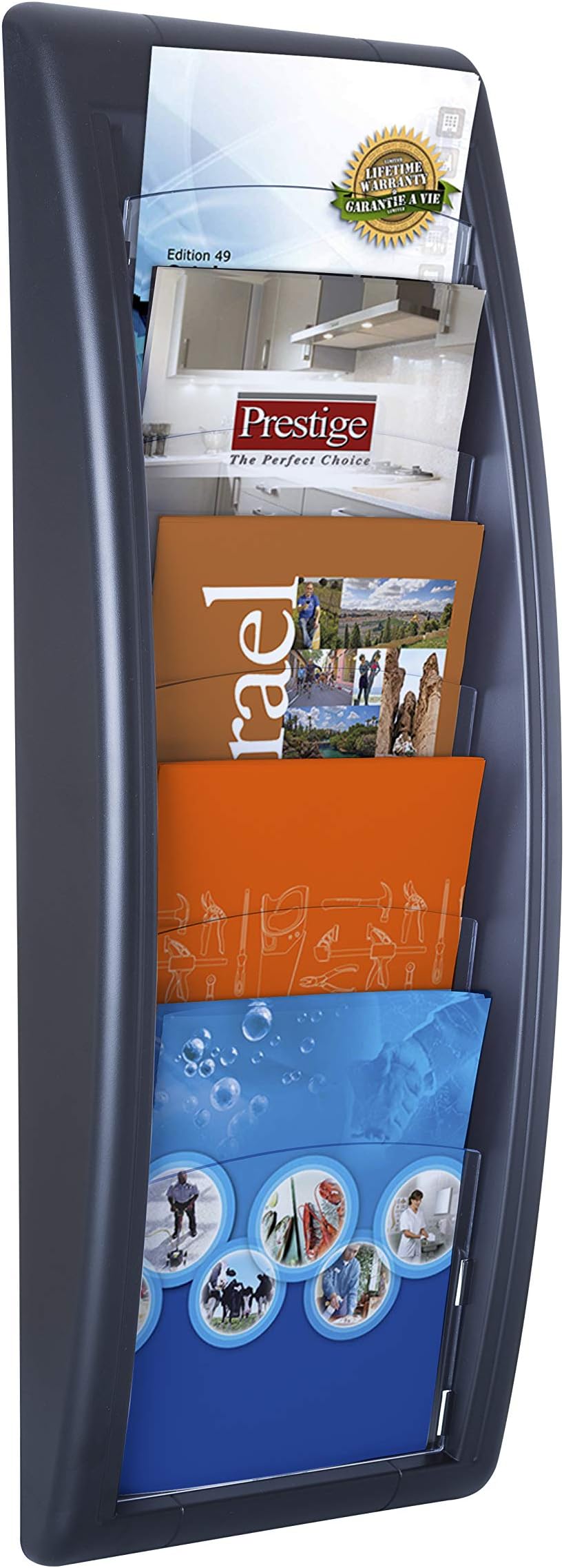 A4 Wall Mounted Leaflet Dispenser/Rack (Blue) - 6 Pockets : Amazon.co ...