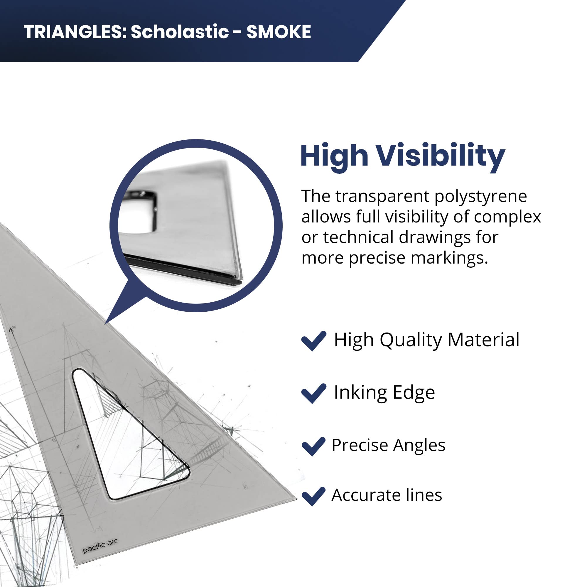 Snapklik.com : Pacific Arcs Scholastic Triangle - 8 Inch - Smoke - 30/ ...
