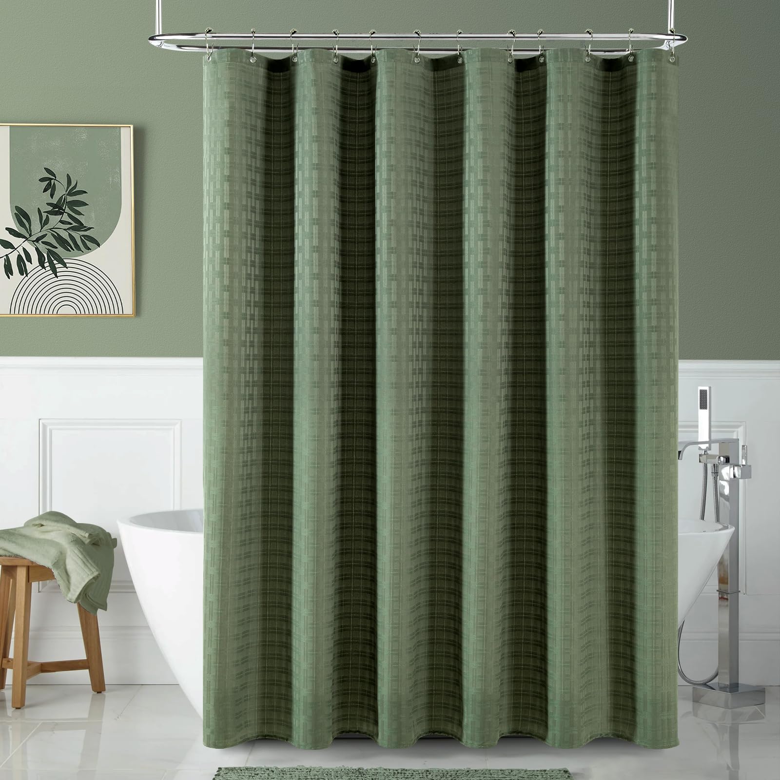 Amazon.com: PANGSINNE Sage Green Shower Curtain - Fabric Heavy Duty ...