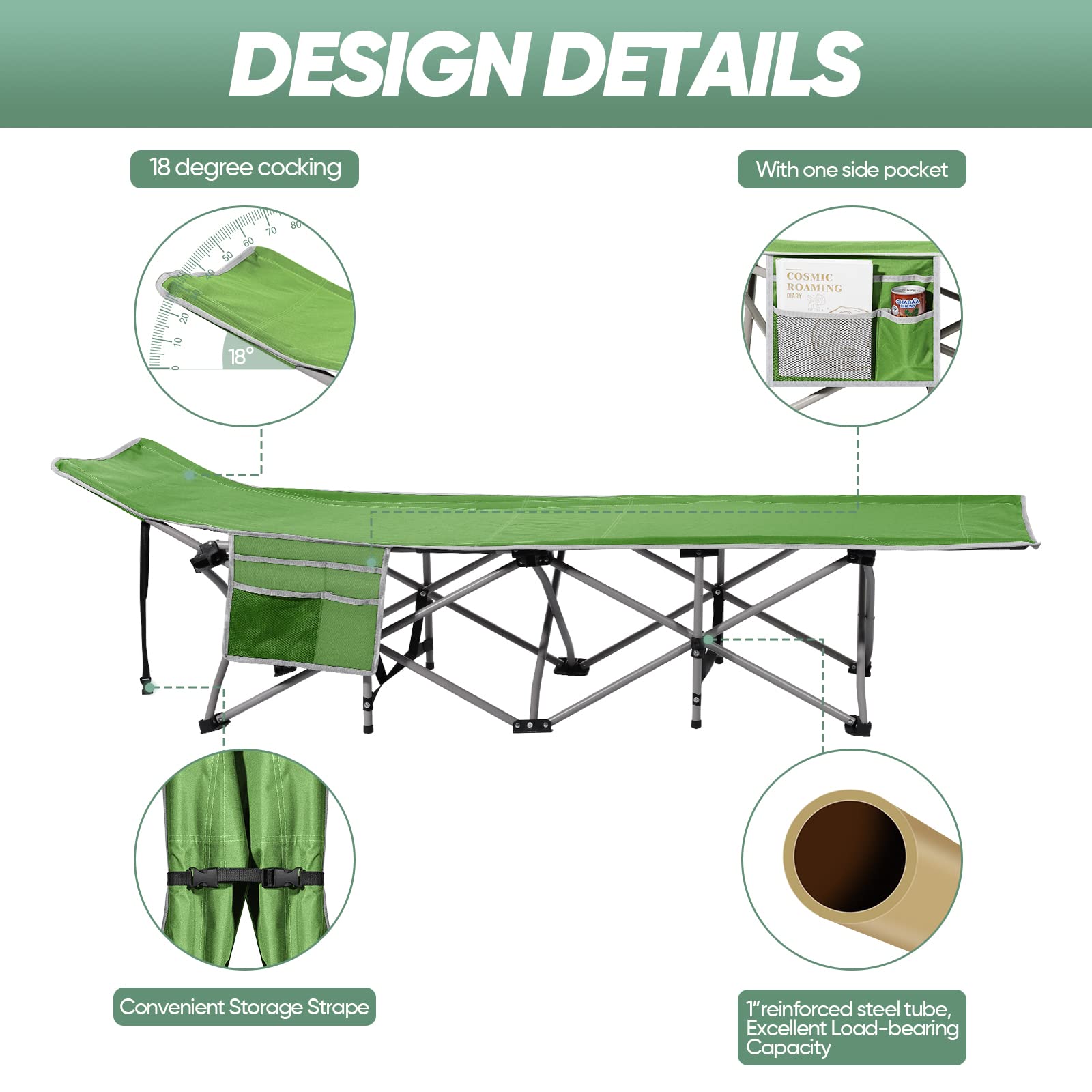 Folding Bed Portable Camping Cot With Mattress - 300lb Capacity For ...