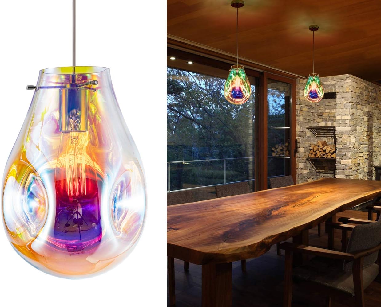 KoKo&Yukina 3D Glass Colorful Pendant Light Fireworks Pendant Light ...
