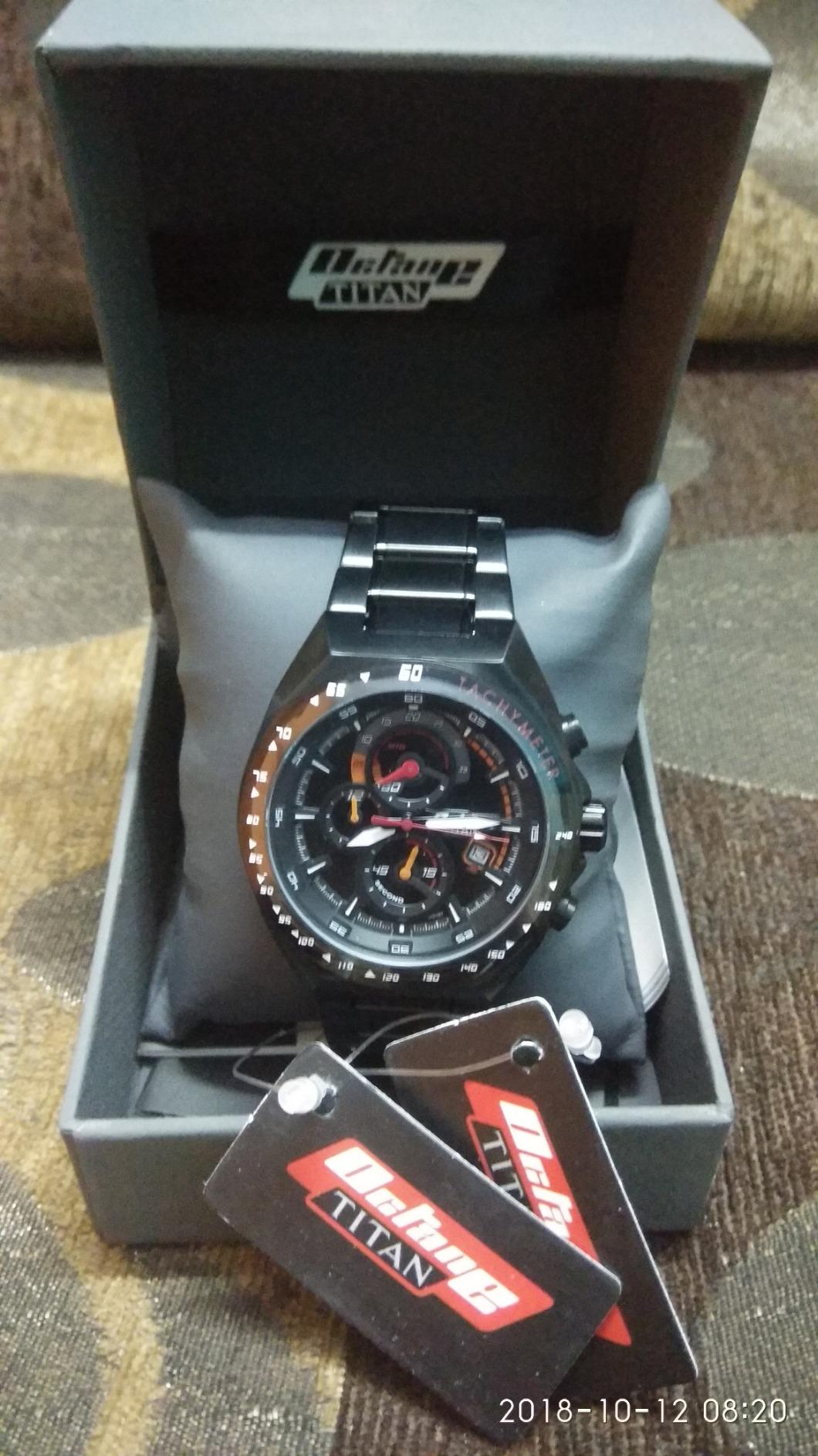 Titan Quartz Chronograph Black Dial Stainless Steel Strap Watch for Men ...