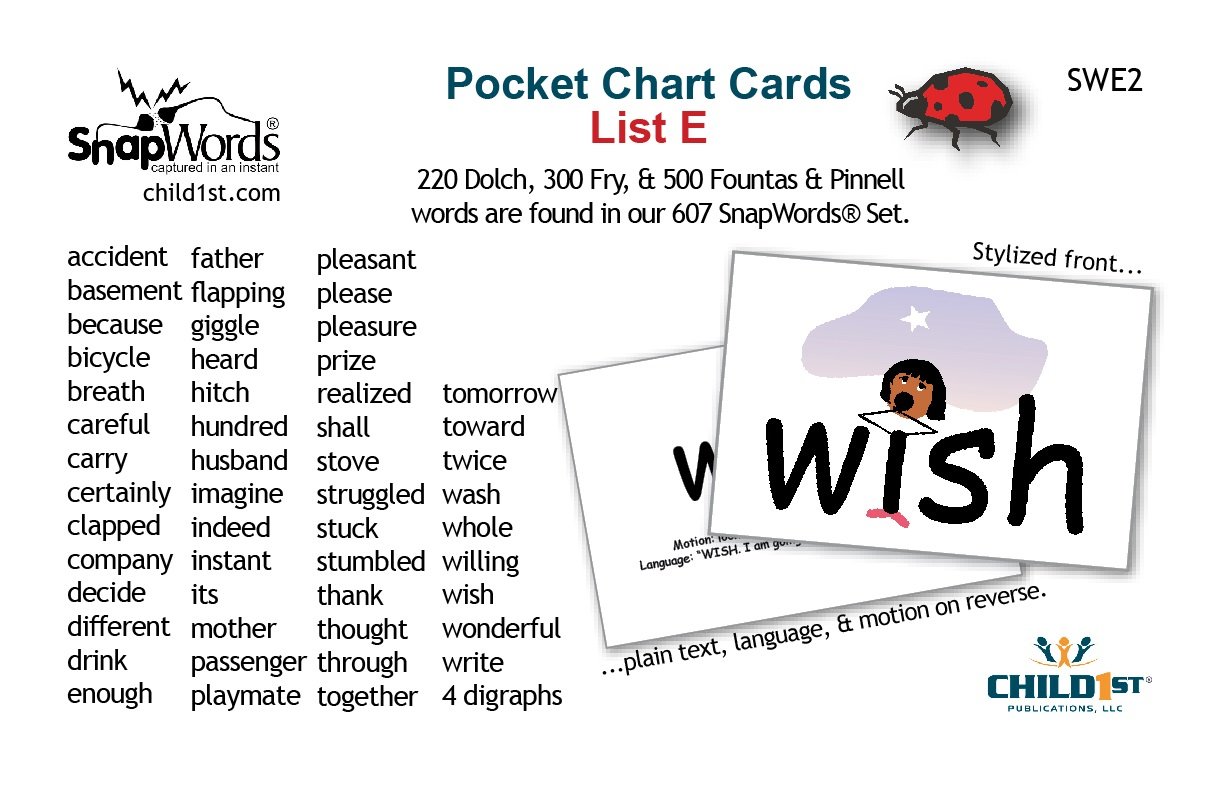 SnapWords List E Pocket Chart Cards Sight Words Flash Cards: Buy Online ...