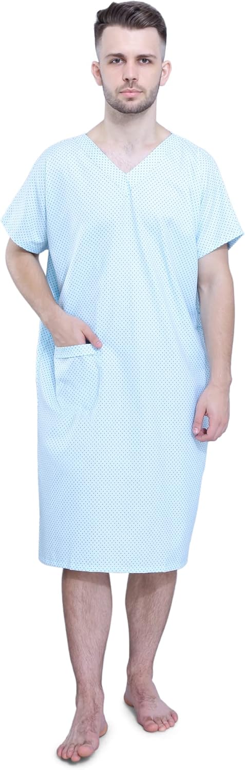 UNIFORM CRAFT Soft finish Back Open Patient Gown (XXL, Blue Dots ...