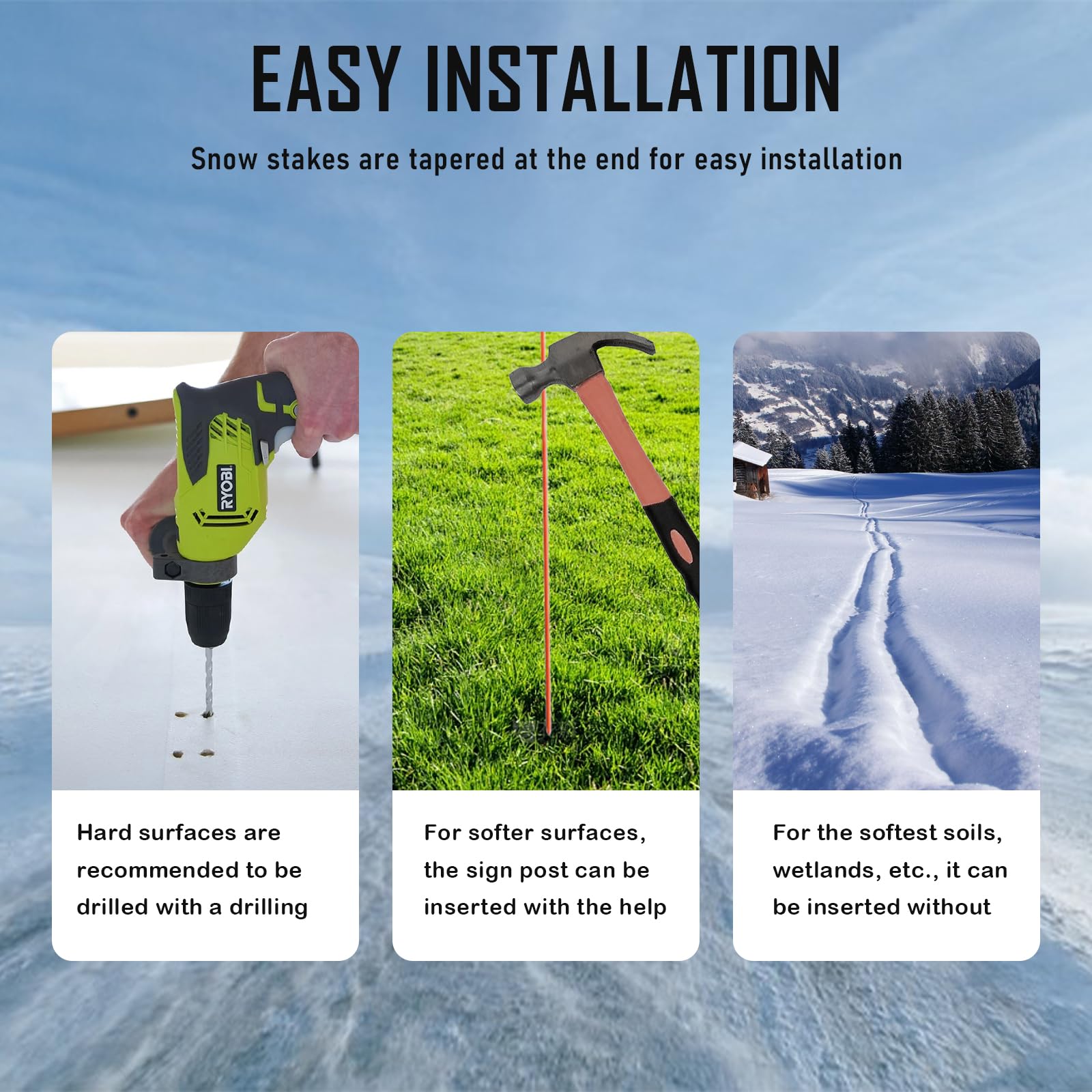 Snapklik.com : 72" Driveway Markers, Snow Stakes, Plow Stakes, Orange ...