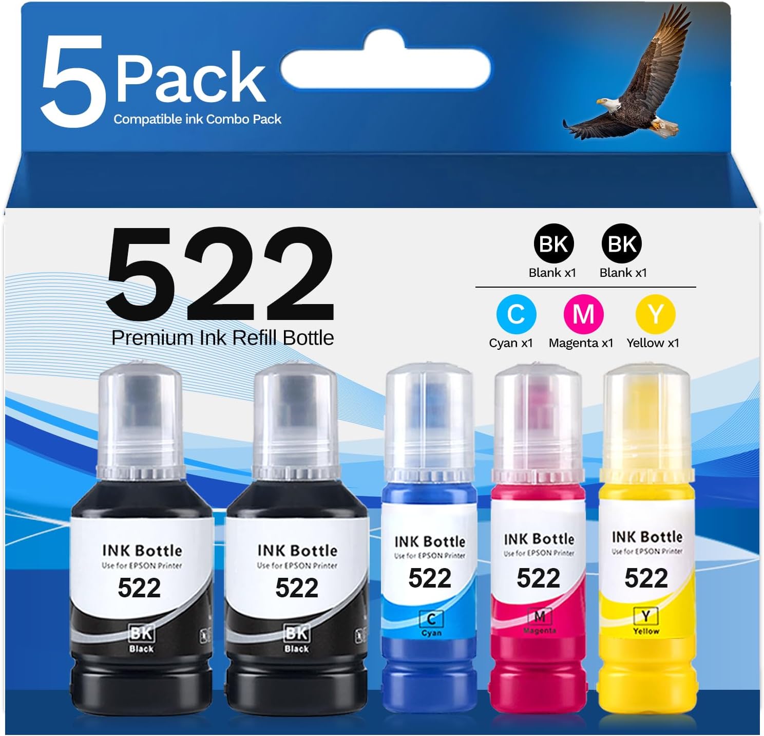 Amazon.com: 522 Ink Refill Bottles Compatible for Epson 522 Ink Refill Bottles 5 Pack ...