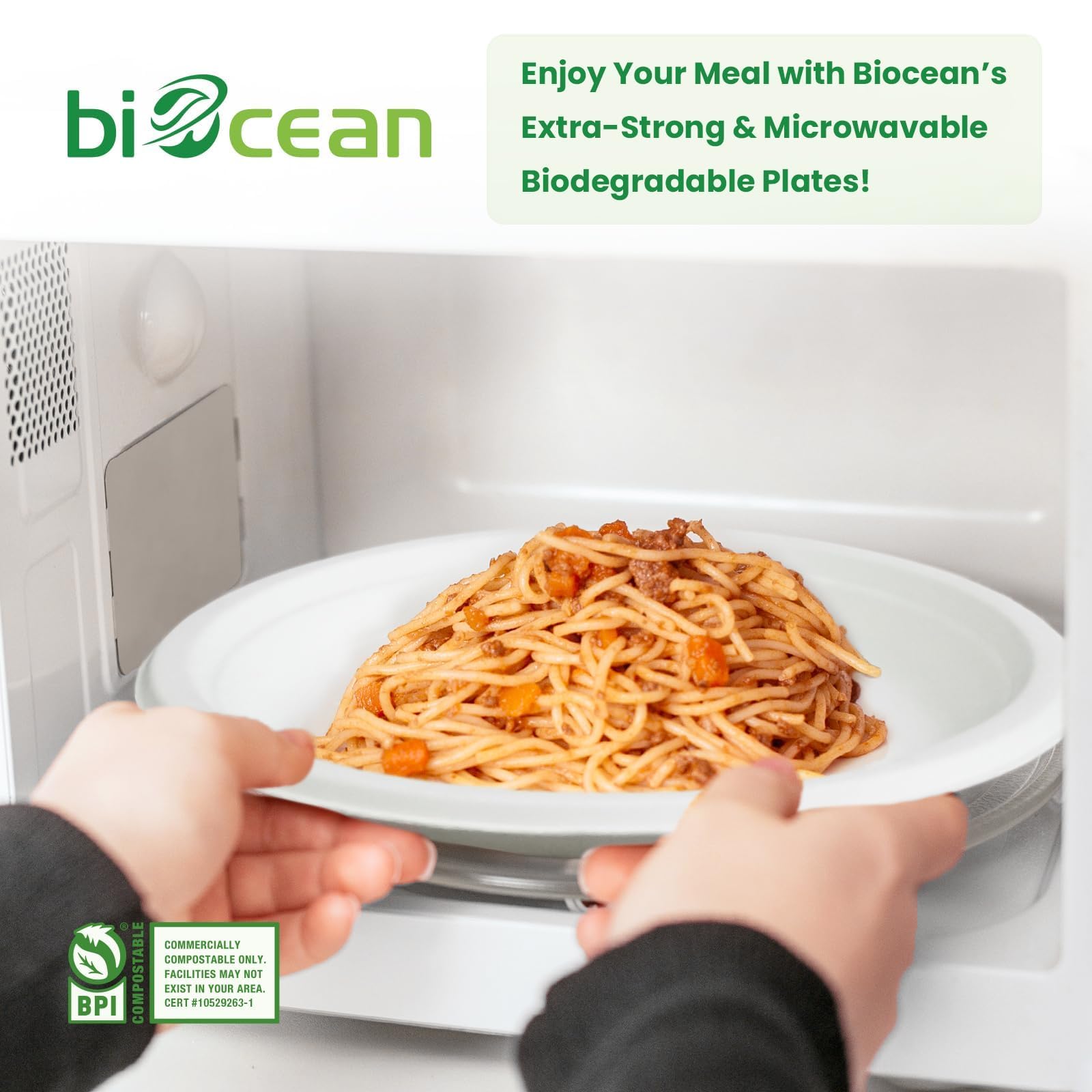 Snapklik.com : Biocean 10 Inch Compostable Plates White 125 Pack ...