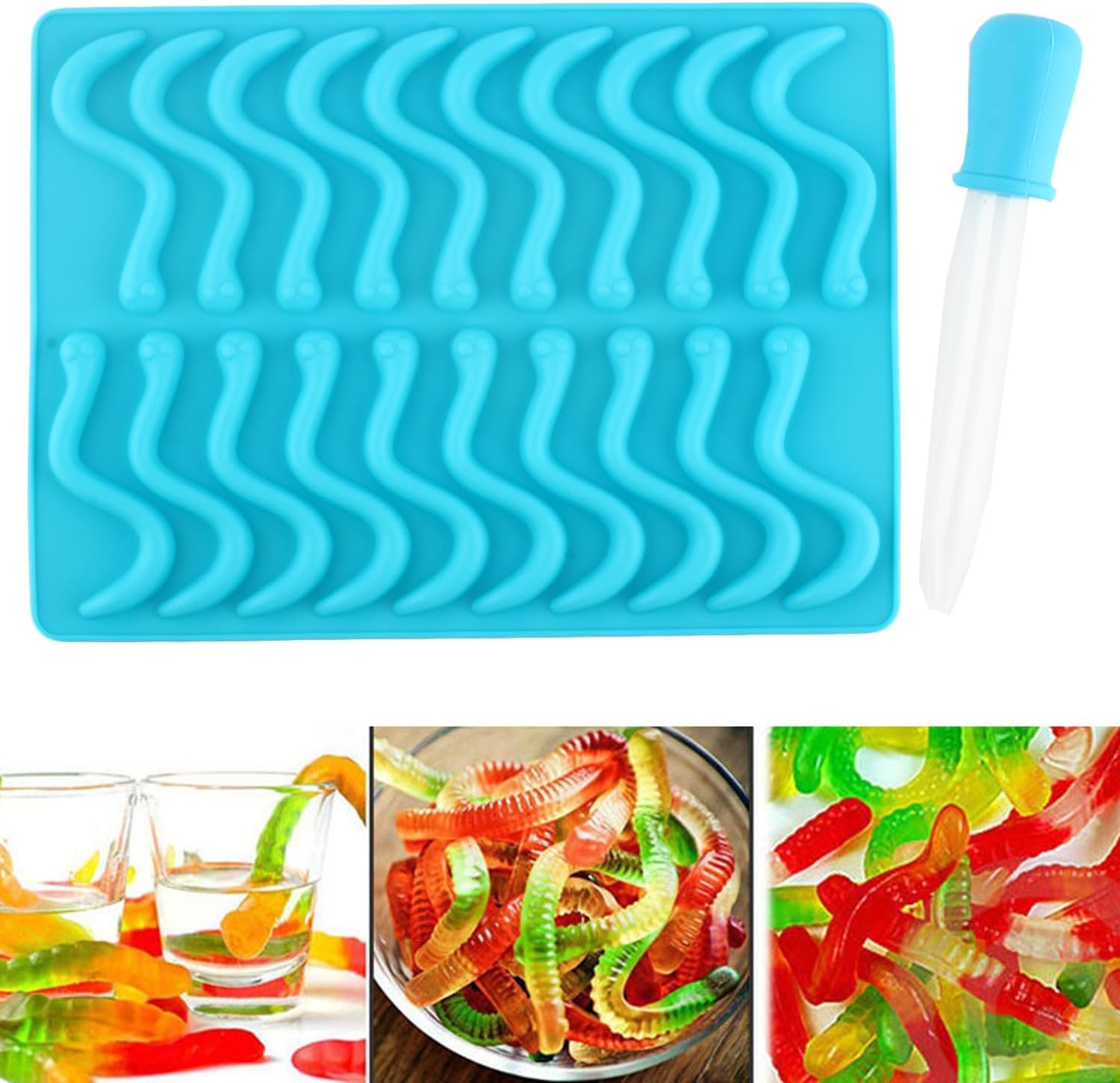 Amazon.com: Ysqool Gummy Worm Mold, Non-Stick Silicone Worm Molds for ...