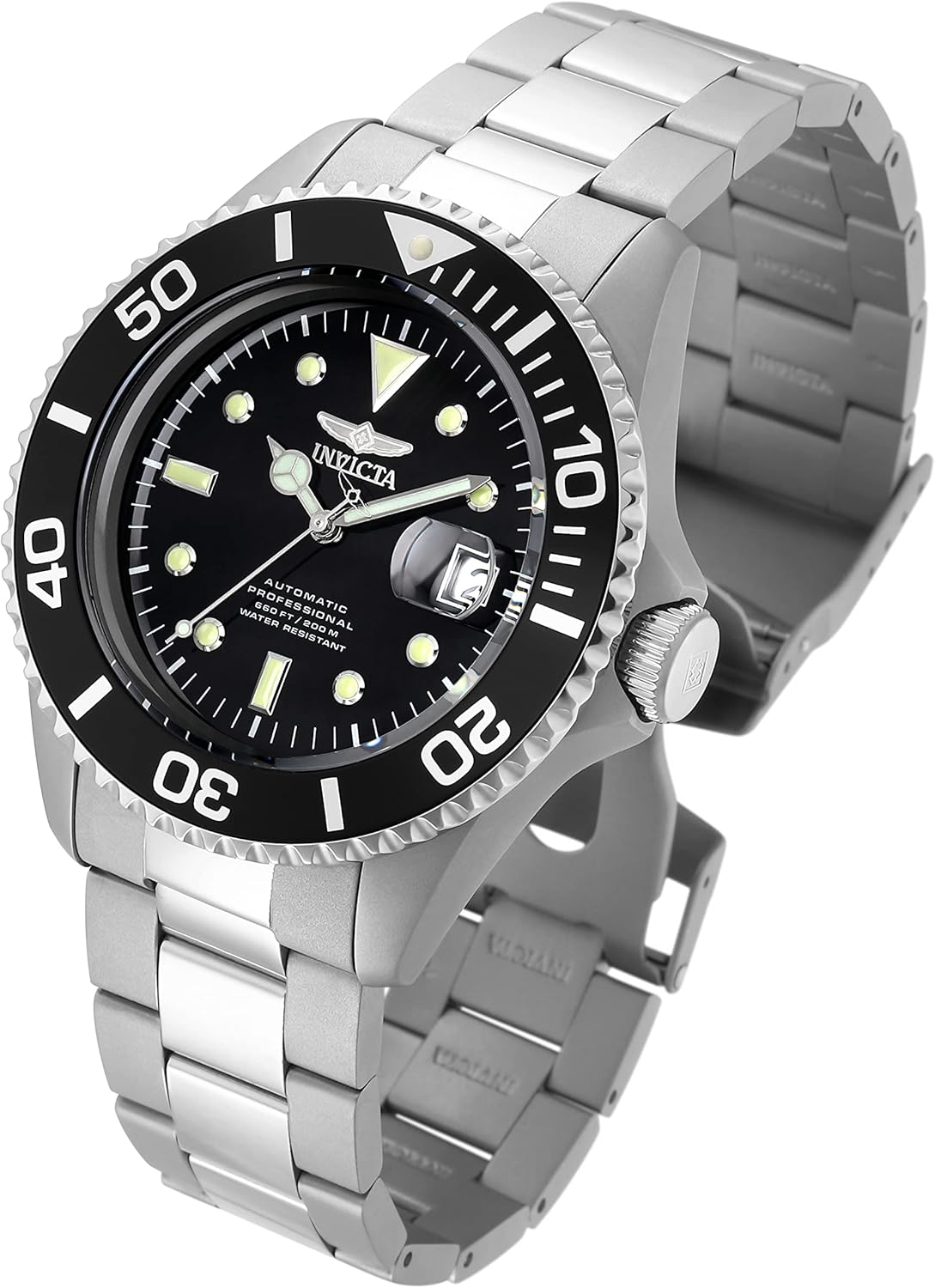 Invicta Men's 0420 Pro Diver Automatic Black Dial Titanium Watch, Black ...