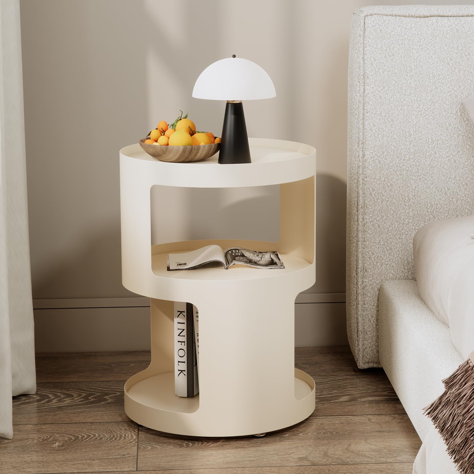 XIV Side Table, Round End Table, Metal Accent Table, Modern Nightstand ...