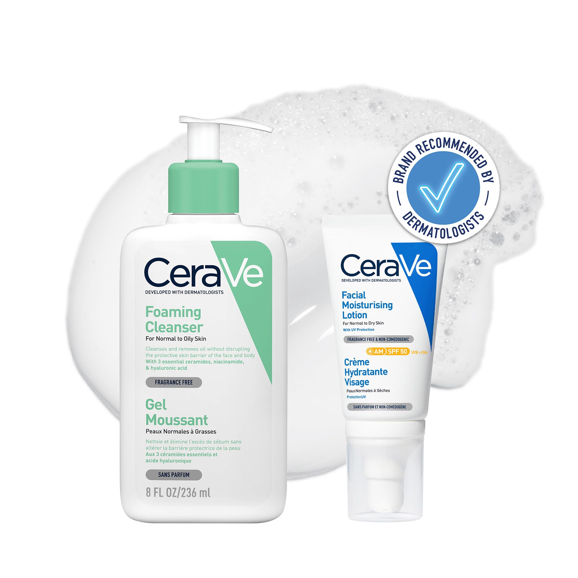 CeraVe Morning Face Routine for Oily Skin, Foaming Cleanser 236ml & AM ...