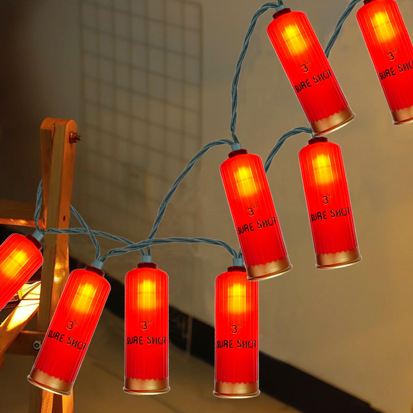 SUNSGNE LED Red Shotgun Shells String Lights, 8.5ft Indoor Decorative ...