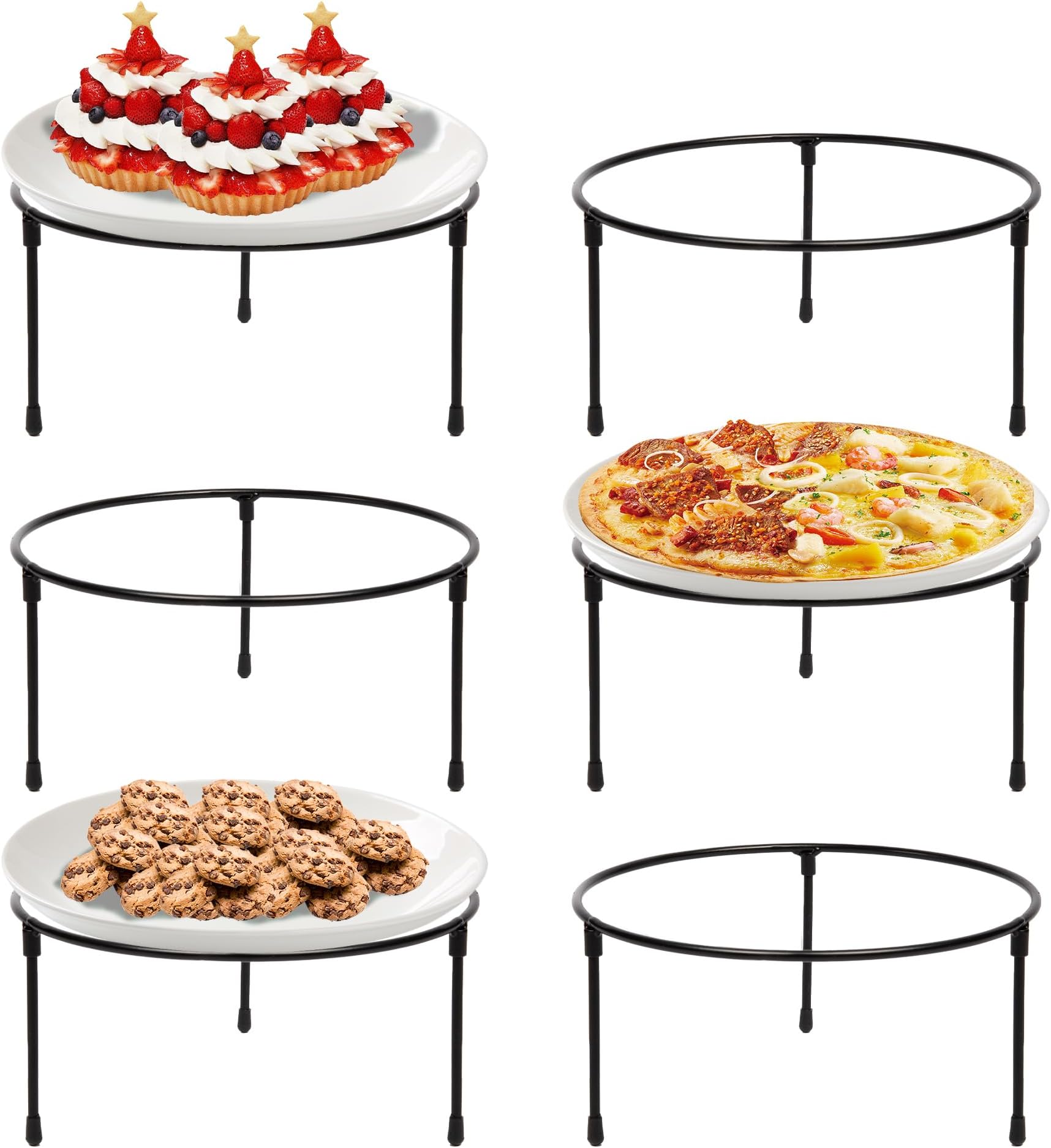 Amazon.com: MyGift Black Metal Pizza Table Stands, Tabletop Pizza Pan ...
