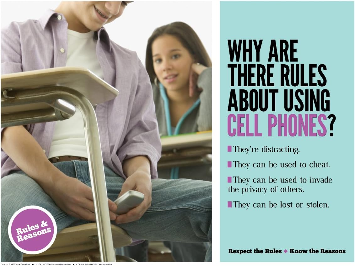 Amazon.com: Cell Phone Rules in School Laminated Educational Poster ...