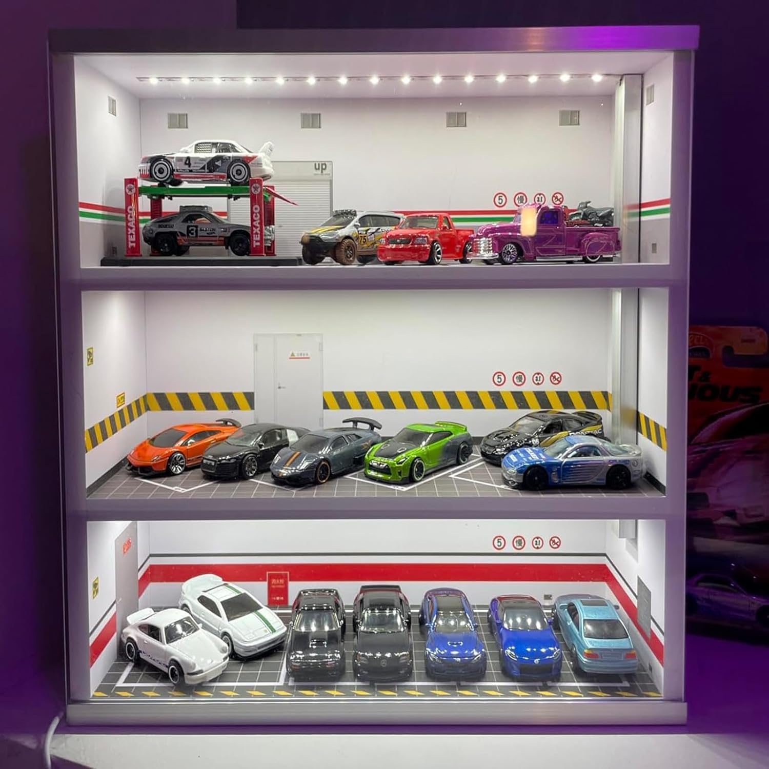 Amazon.com: Garage Display Case with LED Lights - Model Car Display for ...