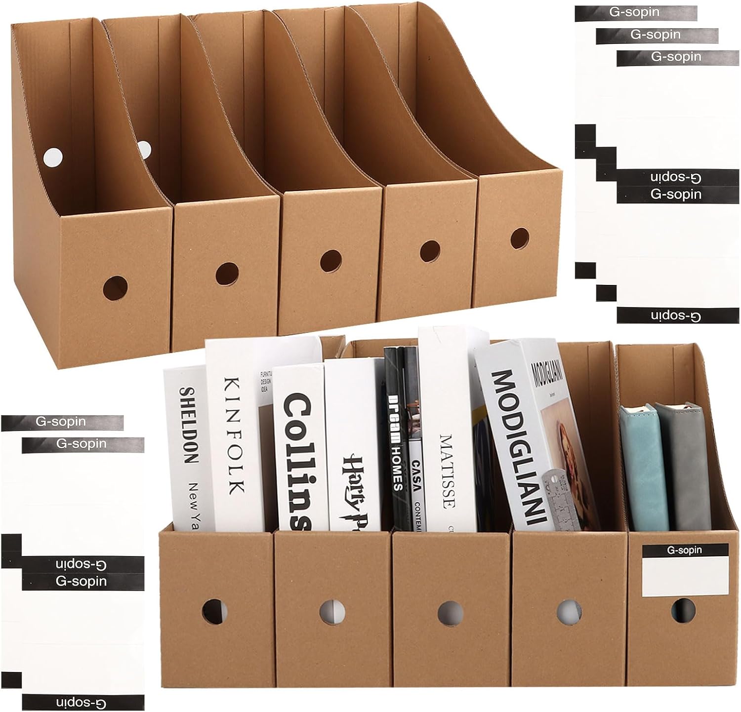 DAJAVE 10 PCS Magazine File Holder A4 Cardboard Magazine Files Brown ...