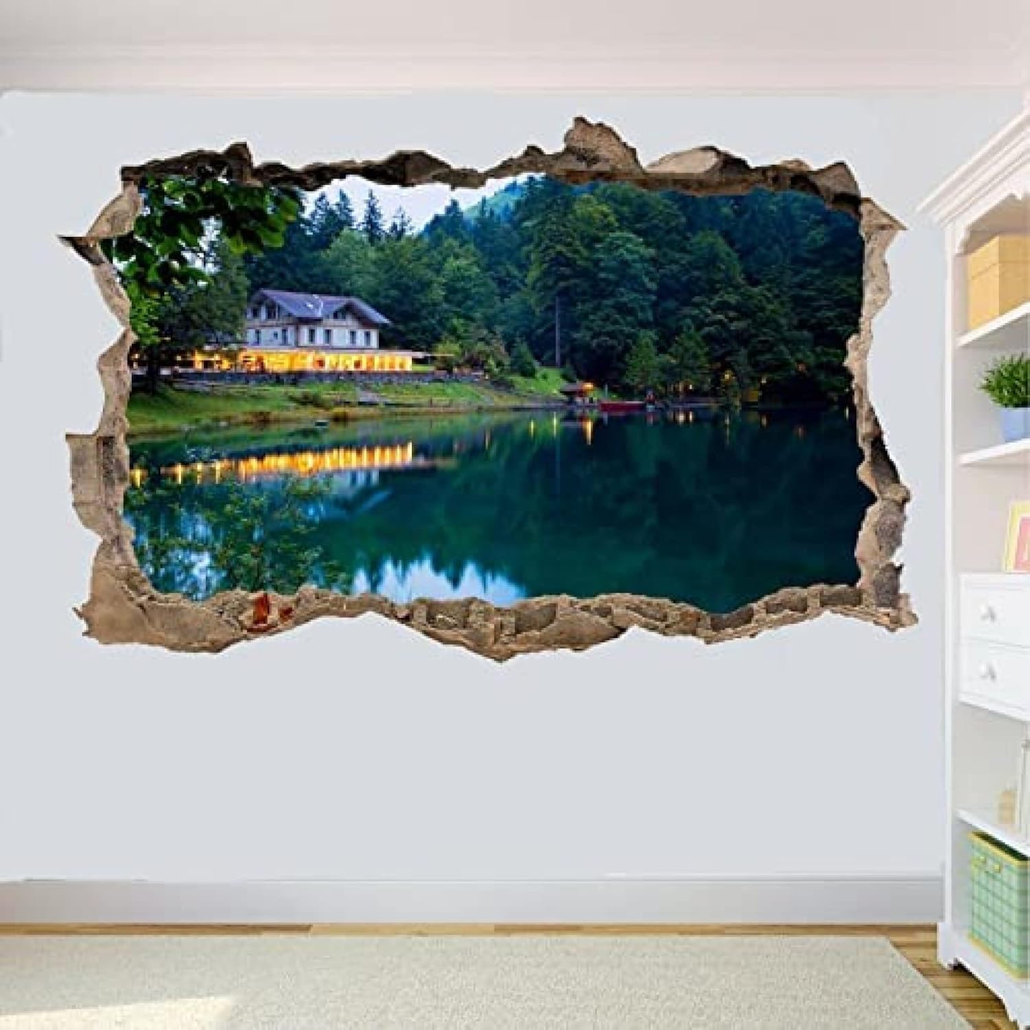 Amazon.com: JAGOL 3D Wall Stickers Poster House by Lake Forest Wall ...