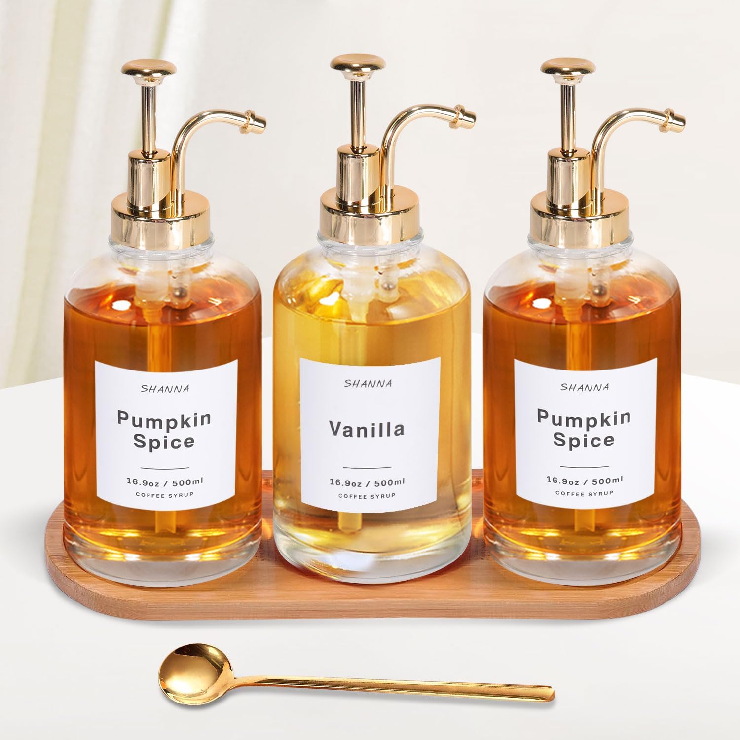 Amazon.com: Coffee Syrup Dispenser for Coffee Bar, 16.9oz 500ml Glass ...