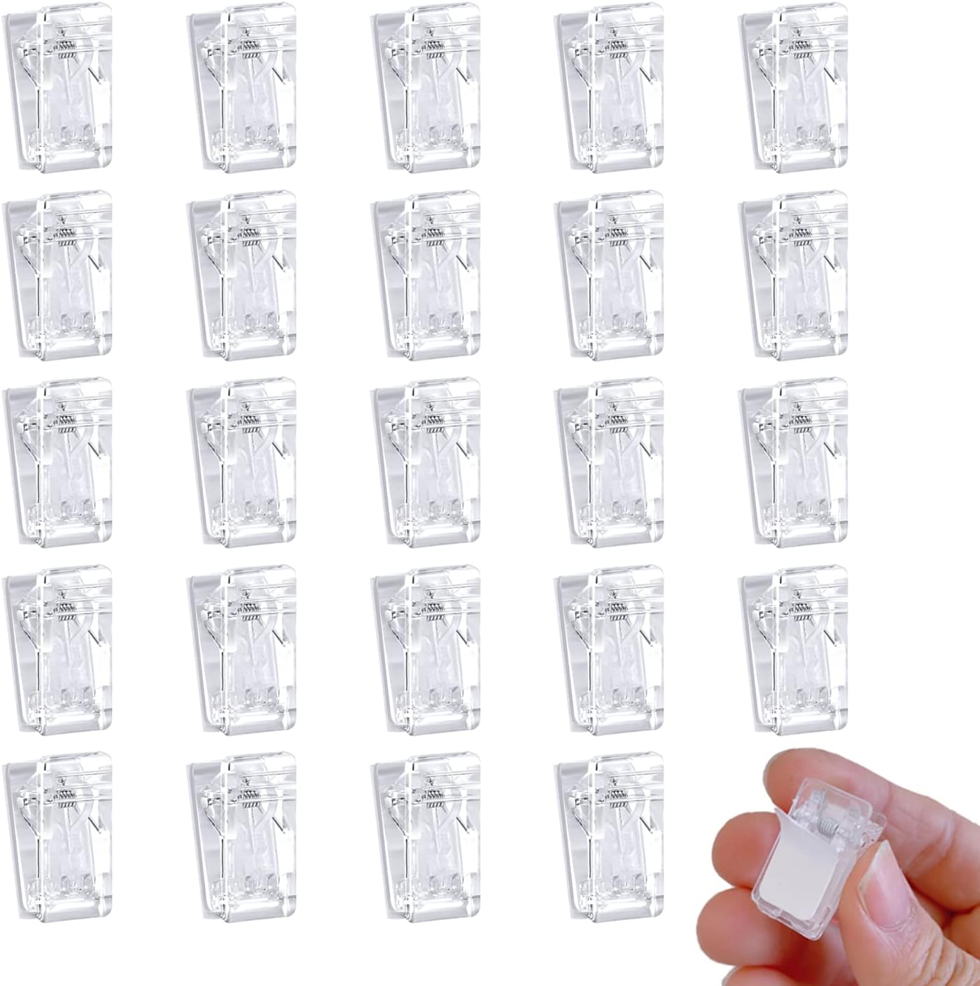 Amazon.com : 25pcs Adhesive Plastic Clips, Self Adhesive Clips Clear ...