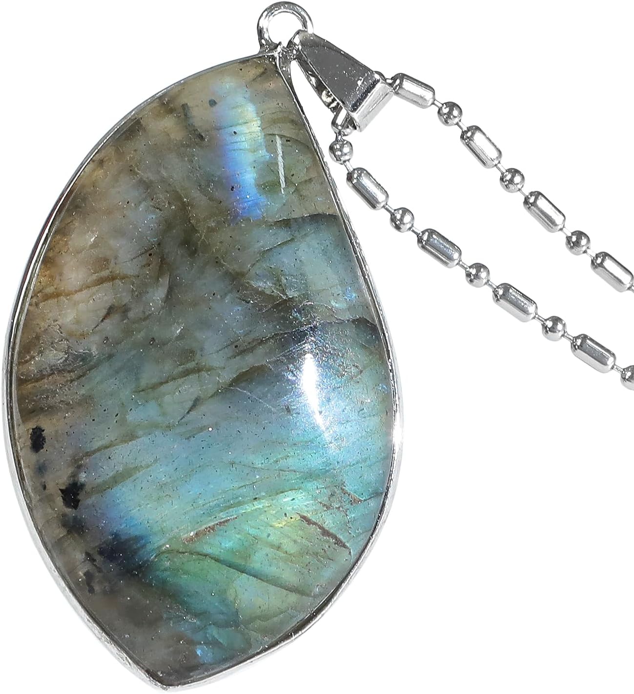 Amazon.com: TUMBEELLUWA Natural Labradorite Crystal Necklace for Unisex ...