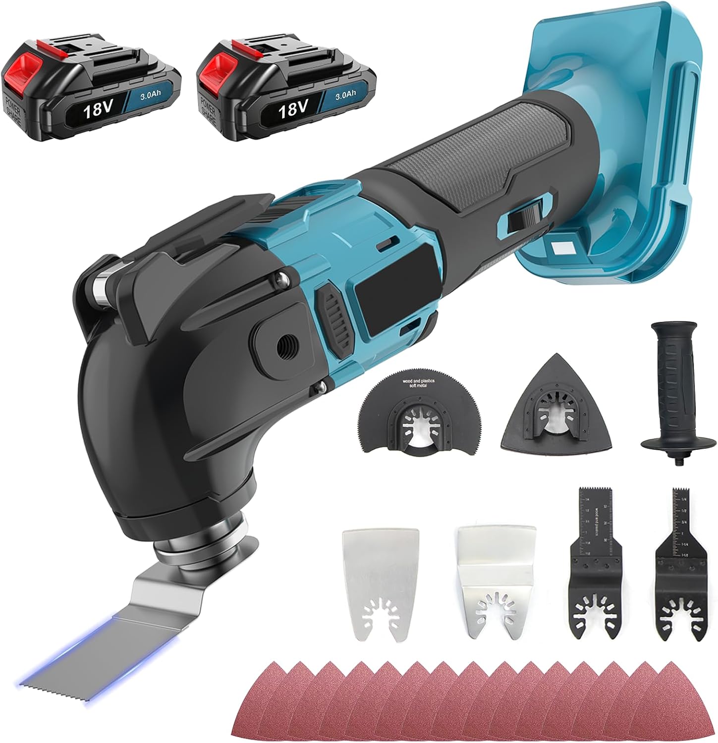 Cordless Oscillating Multi-Tool with 2x3000 mAh Batteries, Cordless ...