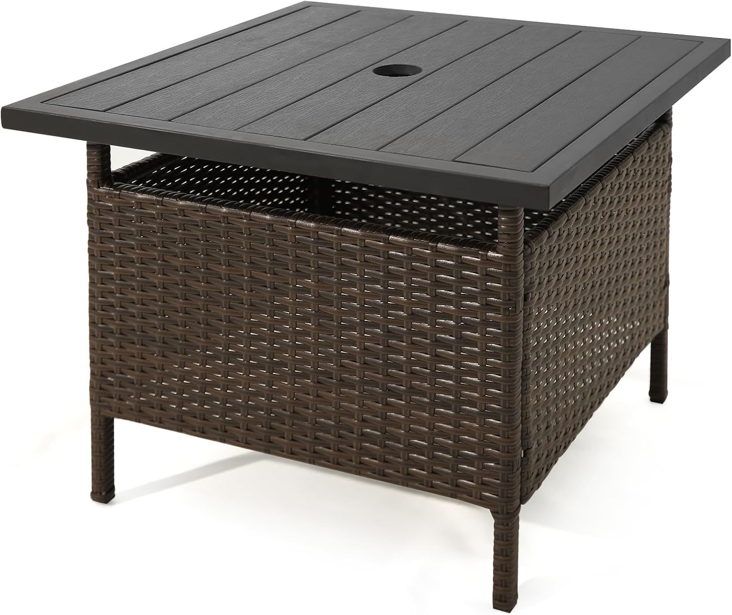 Amazon.com : Tangkula Outdoor Wicker Table, Rattan Coffee Table with ...