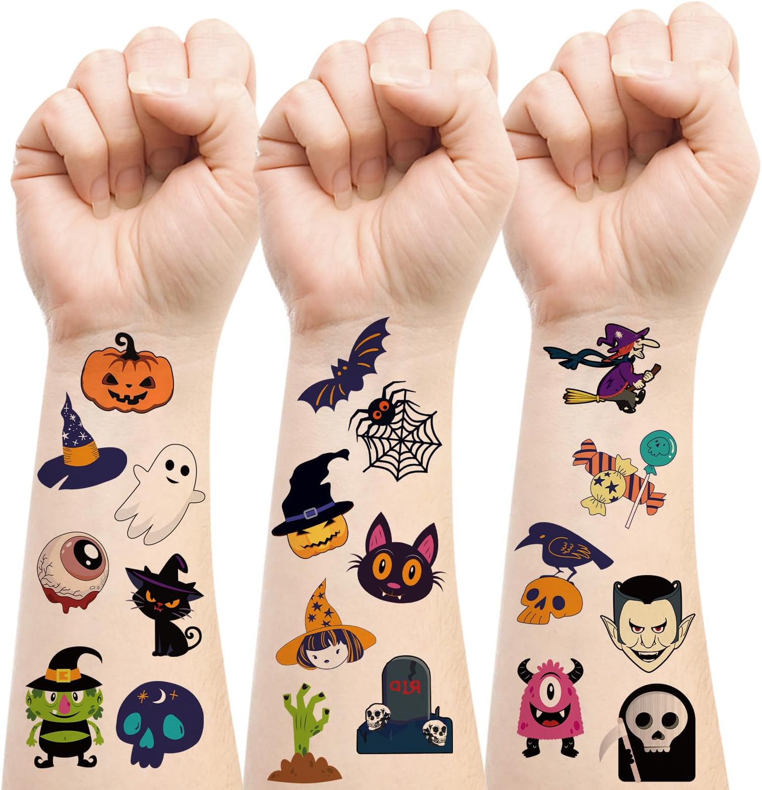 Amazon.com : Basuwu 180PCS Halloween Temporary Tattoos for Kids ...