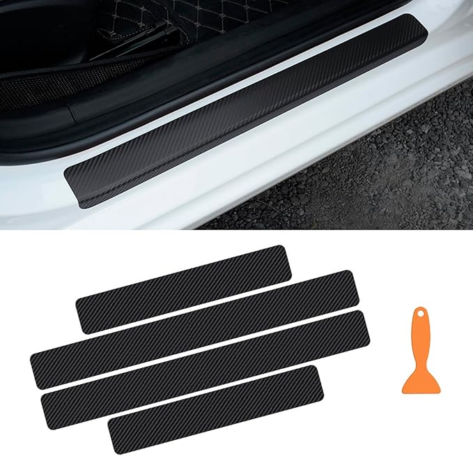 Amazon.com: 4Pcs Car Door Sill Protector,Sport Carbon Fiber Threshold ...