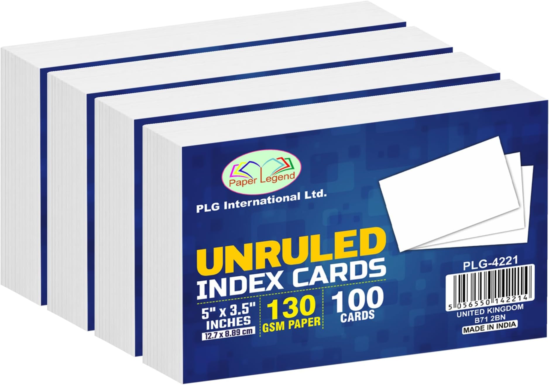 White Flash Cards 400 Pcs - 5 x 3.5 Inches/12.7 x 8.89cm Plain Unruled ...