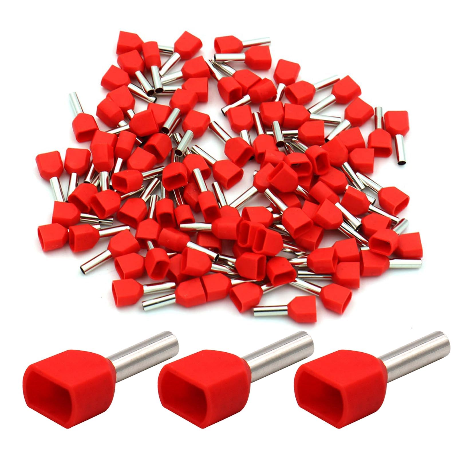 Snapklik.com : 100-Pack AWG 18/1.0mm2 Wire Copper Crimp Connector Twin ...