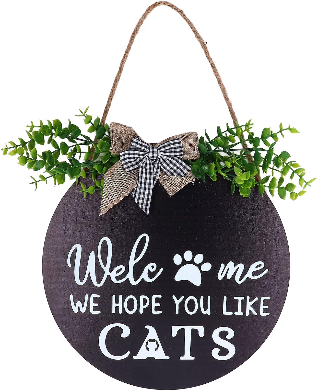 Cat Welcome Sign We Hope You Like Cat Hair Rustic Wooden Door Hanger ...
