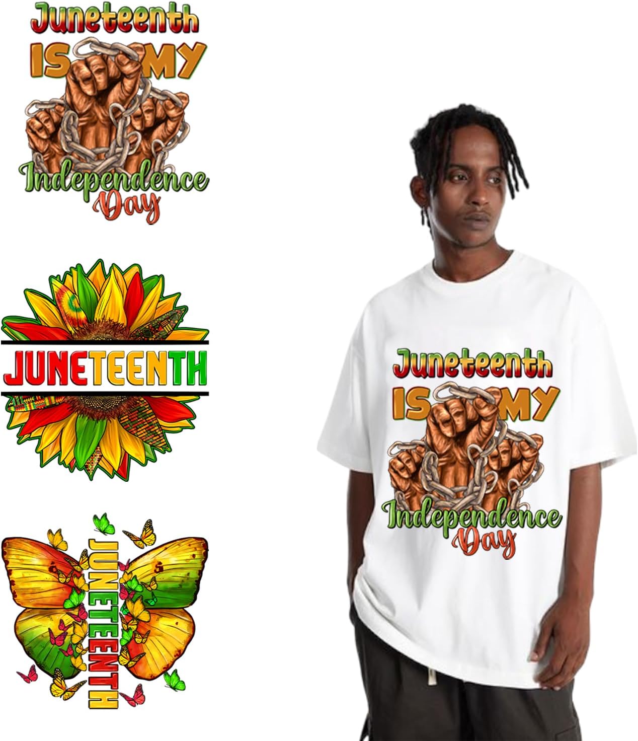 Amazon.com: 3Pcs Juneteenth Heat Transfer Vinyl Stickers Daisy Fist ...