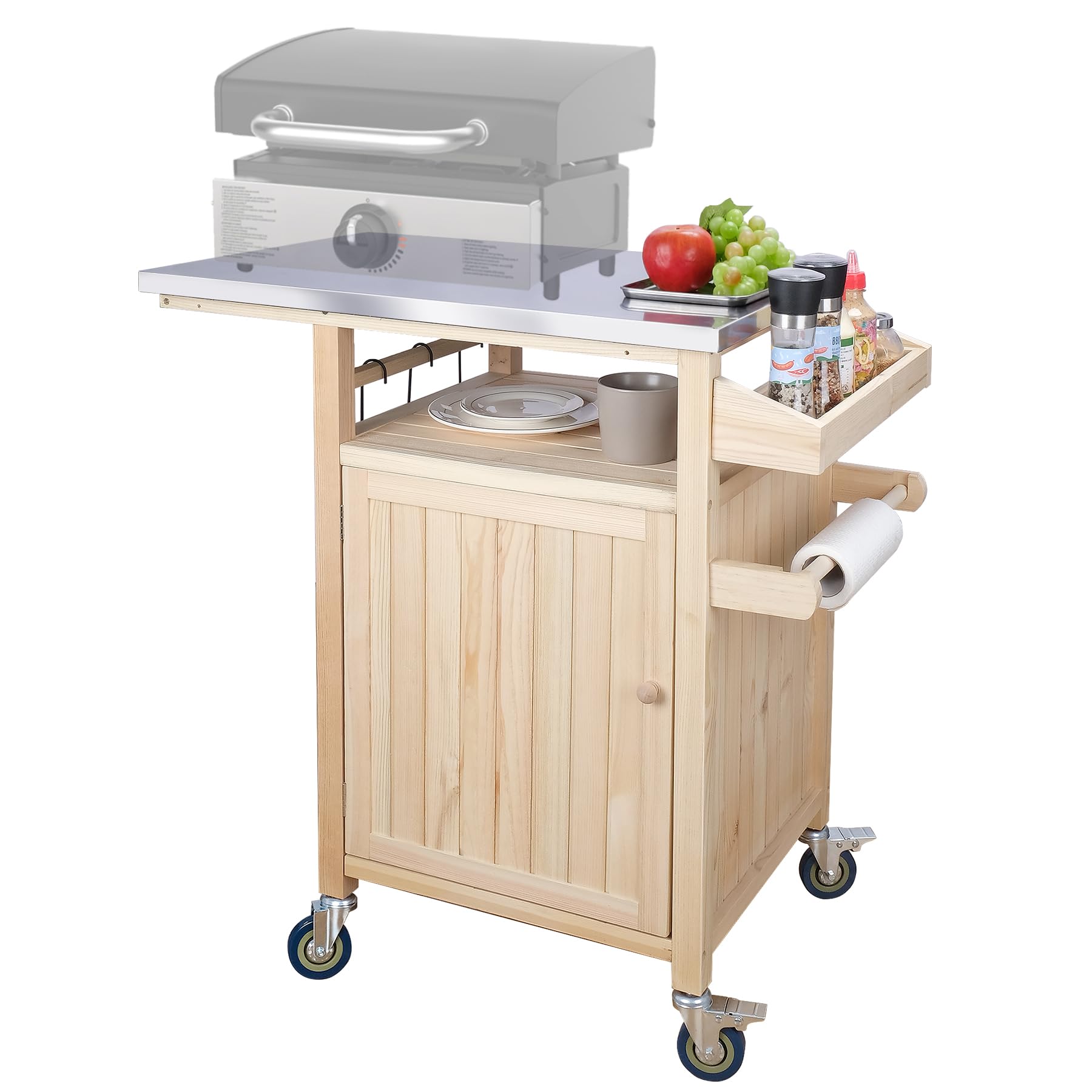 Amazon.com: COOLBEBE Portable Outdoor Grill Table with Storage Cabinet ...