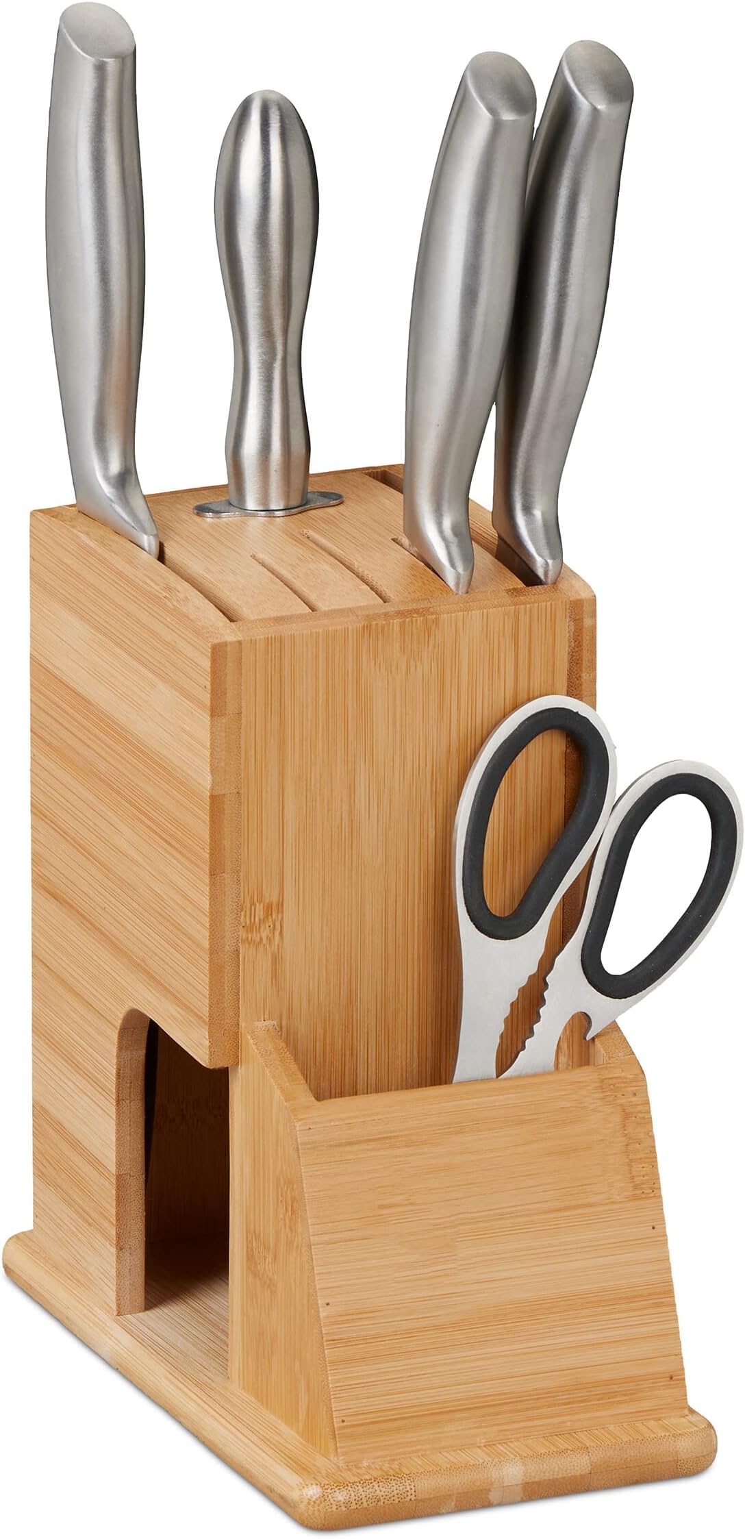 Relaxdays Ceppo Portacoltelli con Setole Vuoto, Blocco in Legno di ...