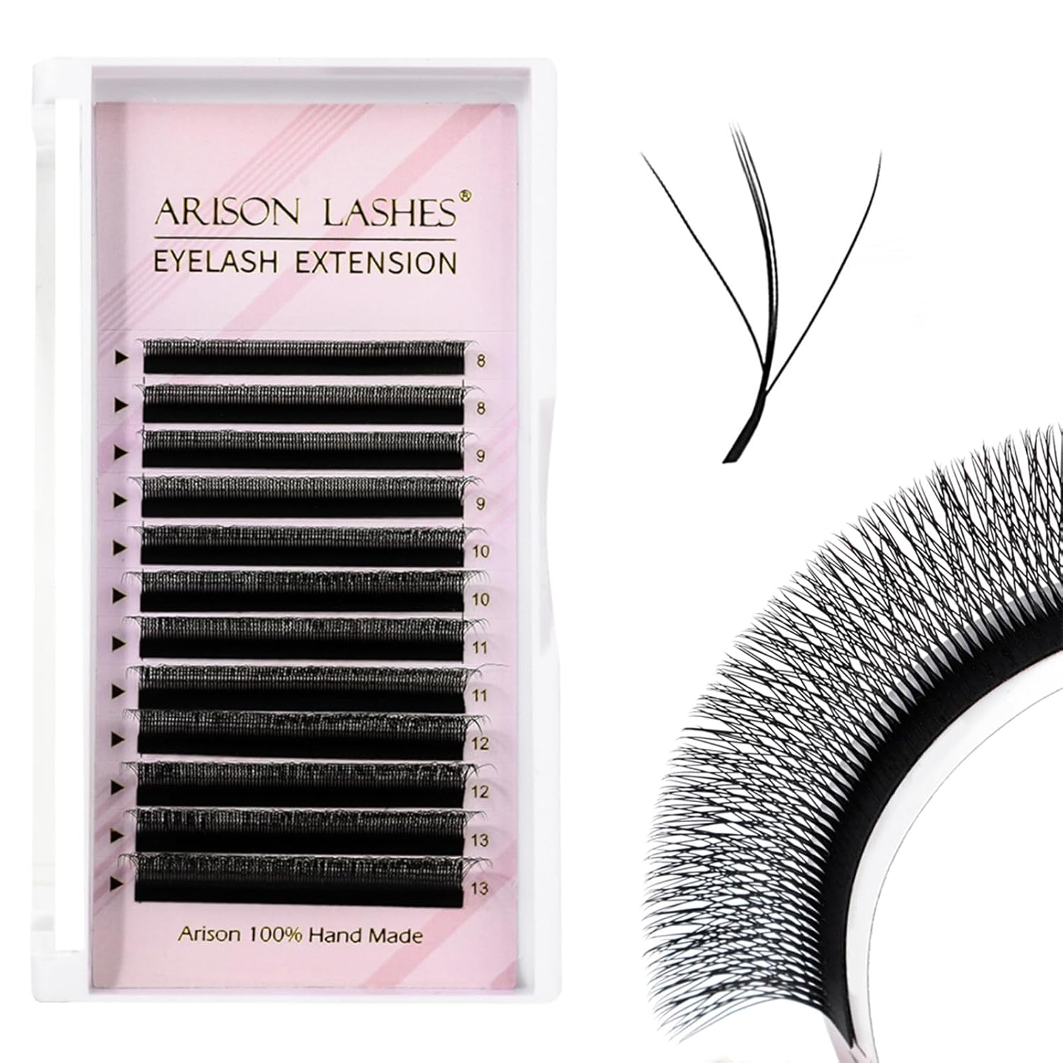 Arison Lashes Wimpernverlängerung, W-Form, natürliches weiches Volumen ...